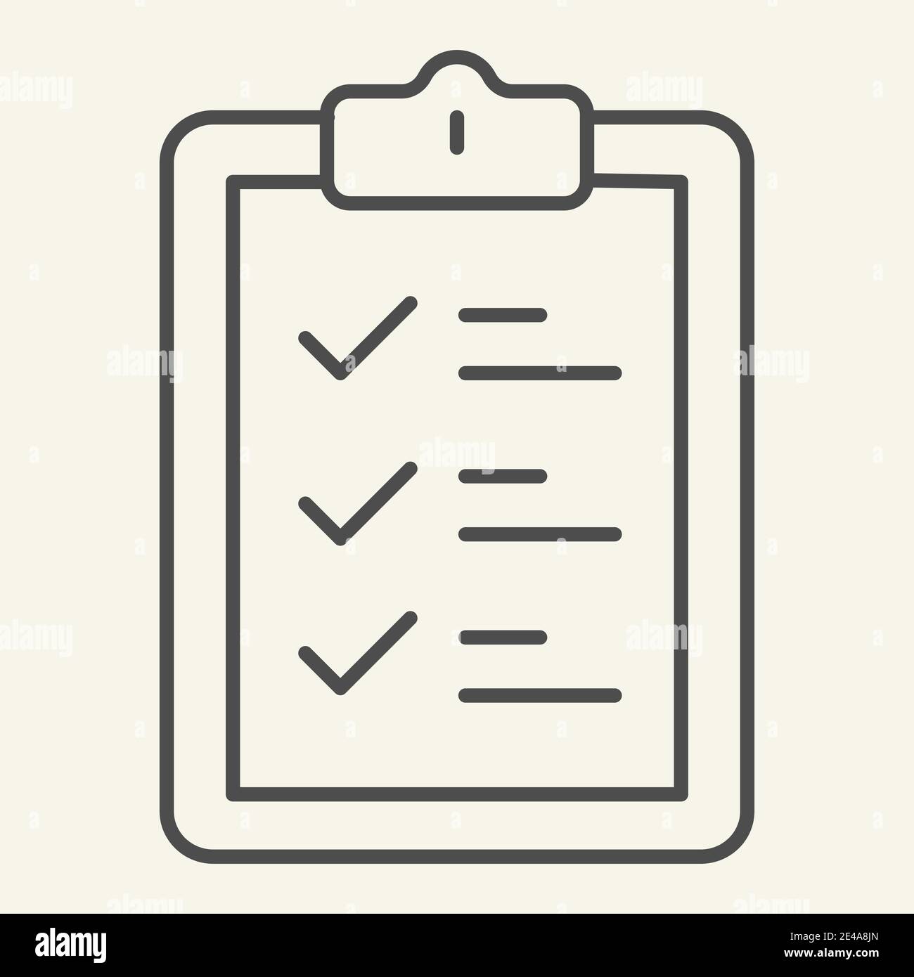 Clipboard thin line icon. Document vector illustration isolated on ...