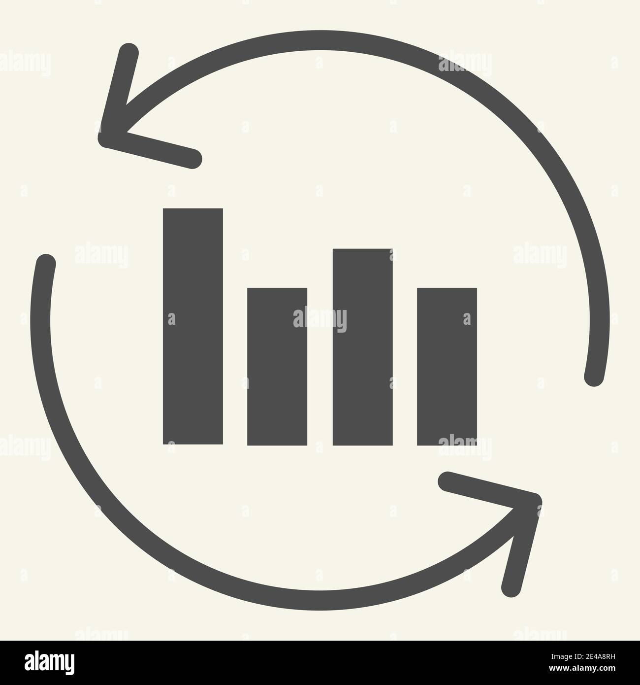 Chart with arrows solid icon. Graph with circle arrows vector ...