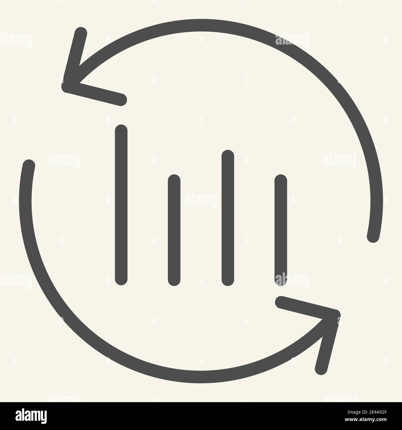 Chart with arrows line icon. Graph with circle arrows vector ...