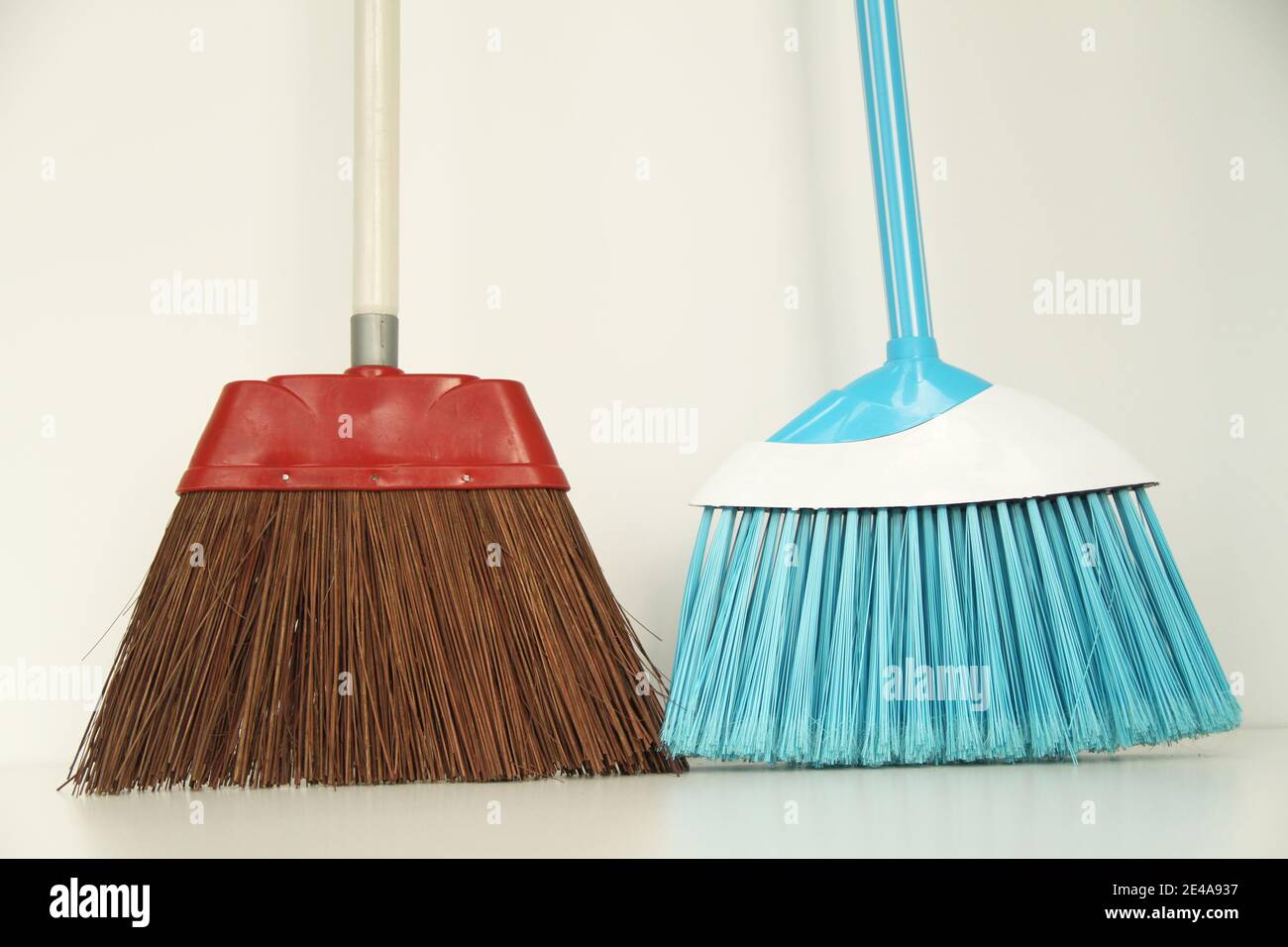 Piassava, piaçava broom and synthetic nylon fiber broom with long ...