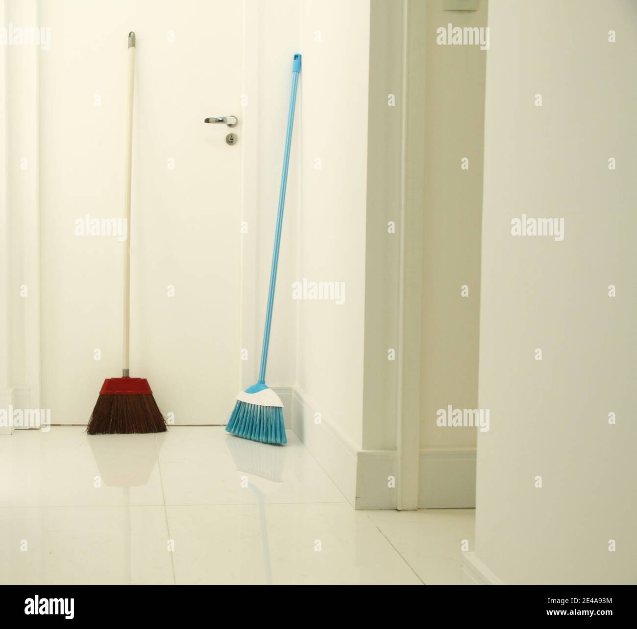 Piassava, piaçava broom and synthetic nylon fiber broom with long ...