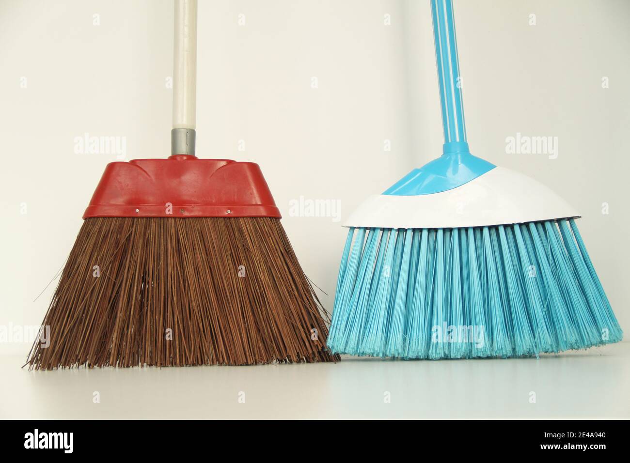 Piassava, piaçava broom and synthetic nylon fiber broom with long ...