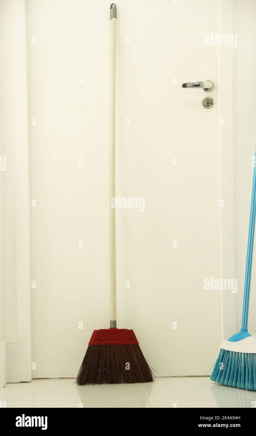 Piassava, piaçava broom and synthetic nylon fiber broom with long ...