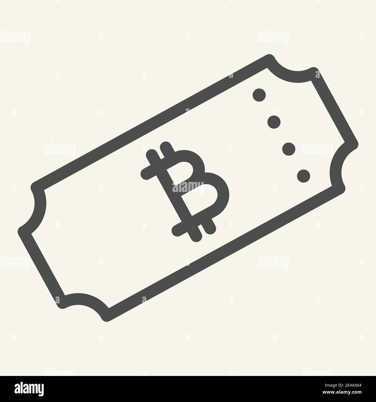 Ticket bitcoin line icon. Crypto ticket vector illustration isolated on ...