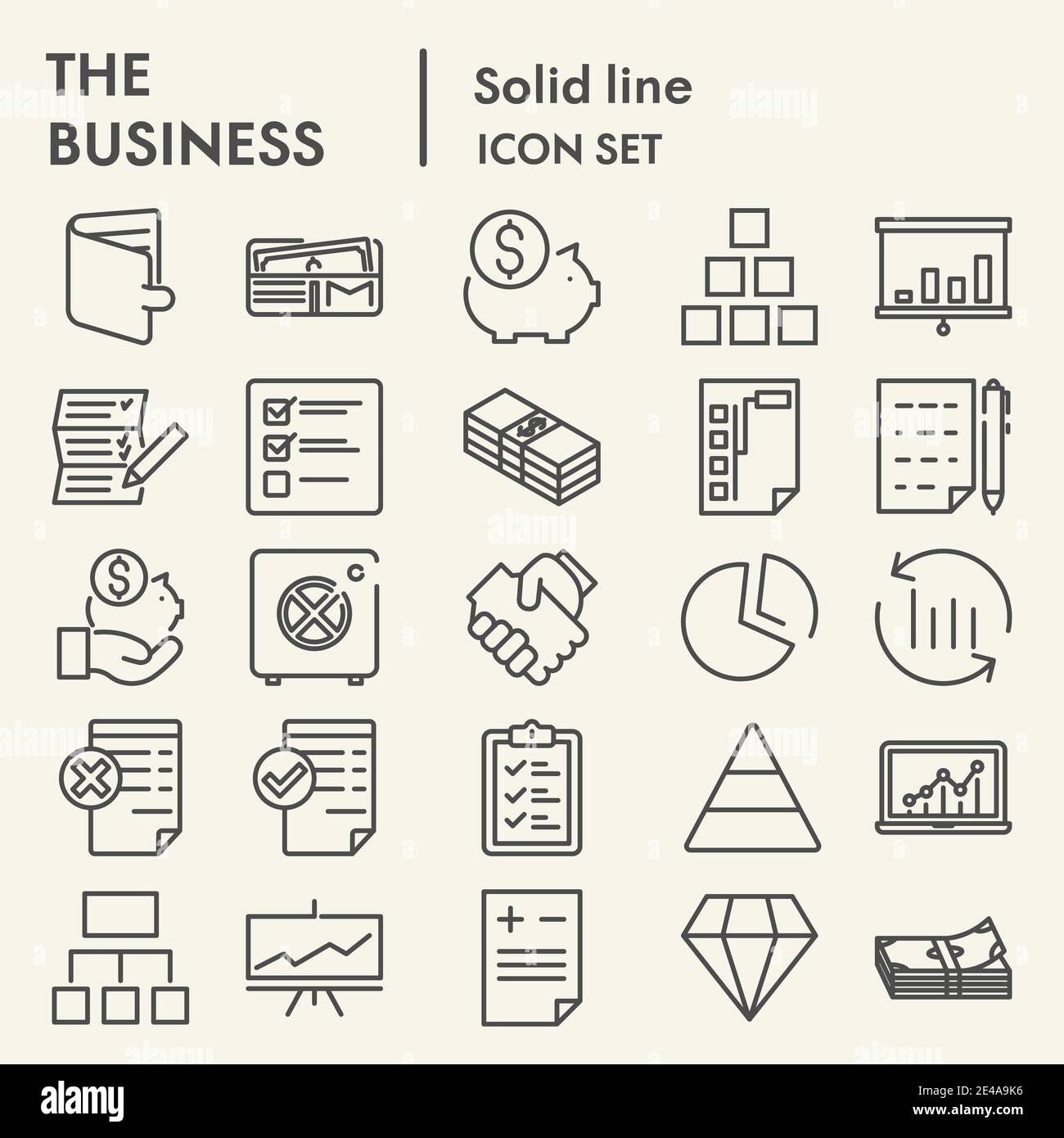 Business line icon set, management symbols collection, vector sketches ...