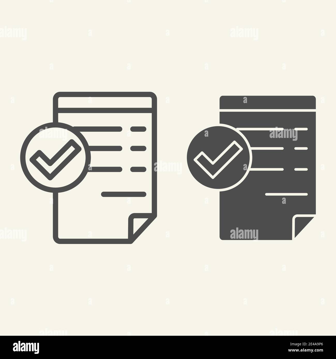 Accepted document line and glyph icon. Valid document vector ...