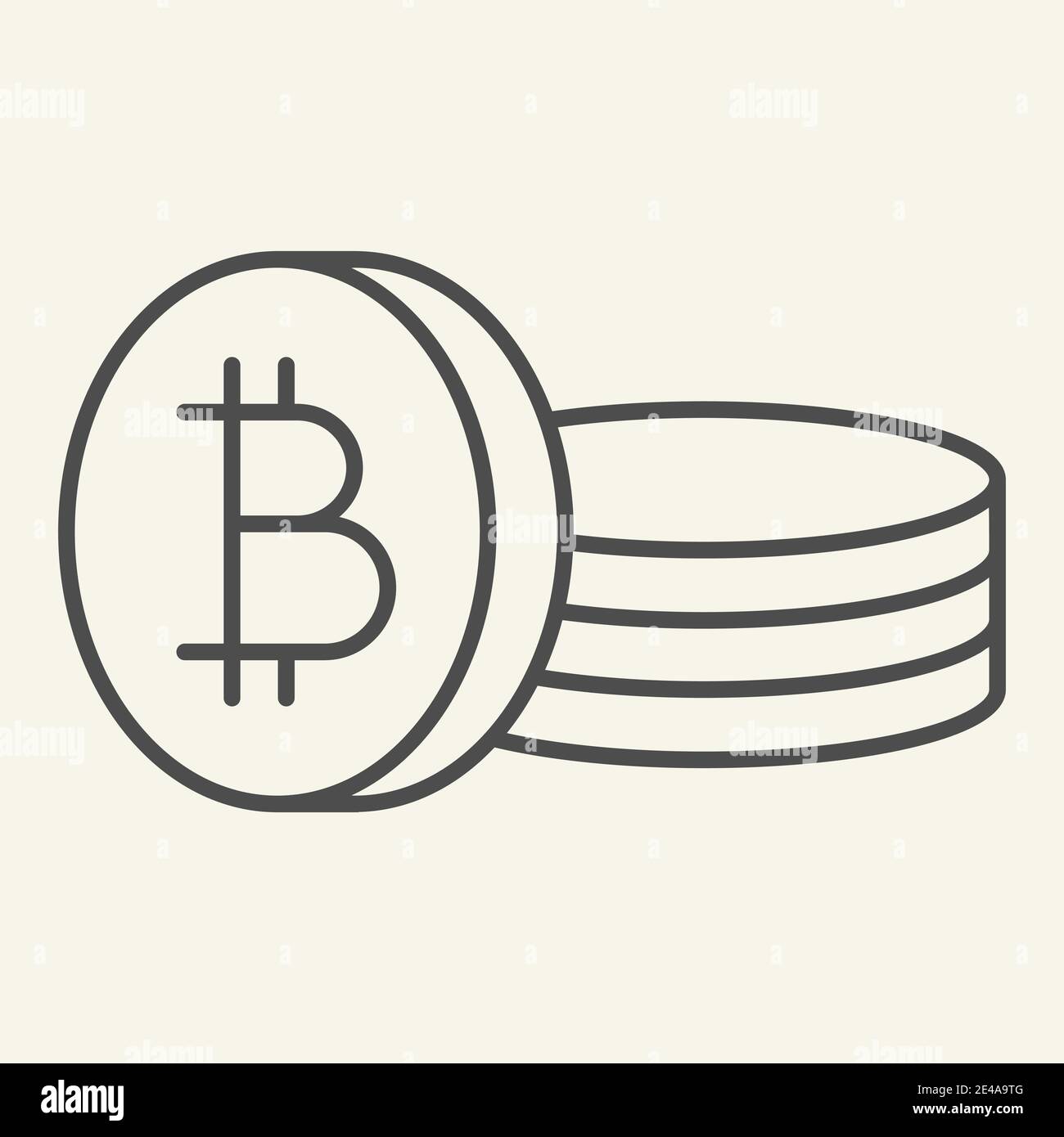 Bitcoin coin thin line icon. Crypto coins vector illustration isolated ...