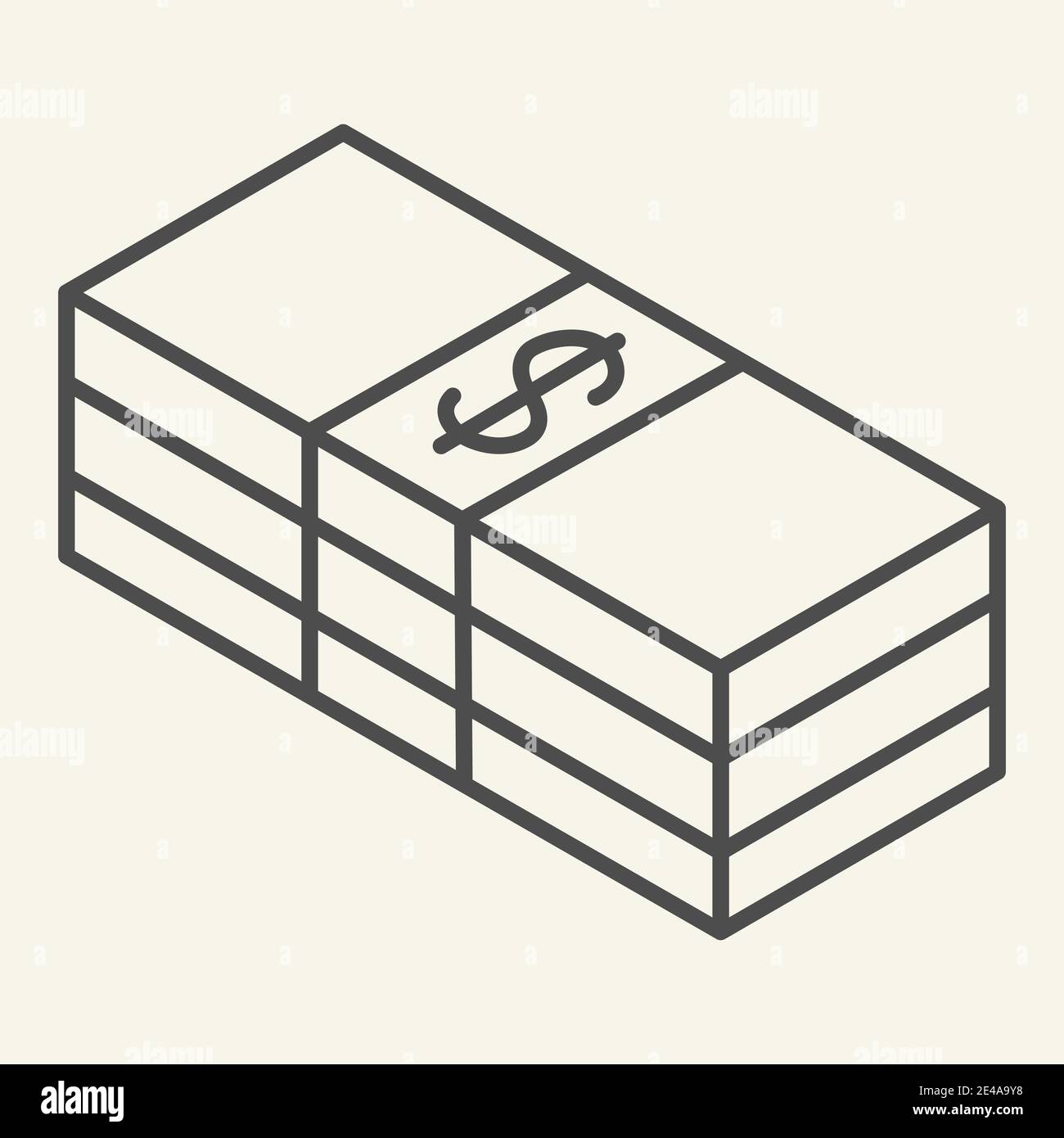 Packed dollars thin line icon. Bundle of money vector illustration ...