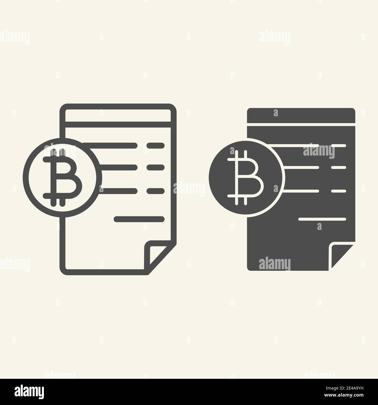 Blockchain contract line and glyph icon. Bitcoin document vector ...