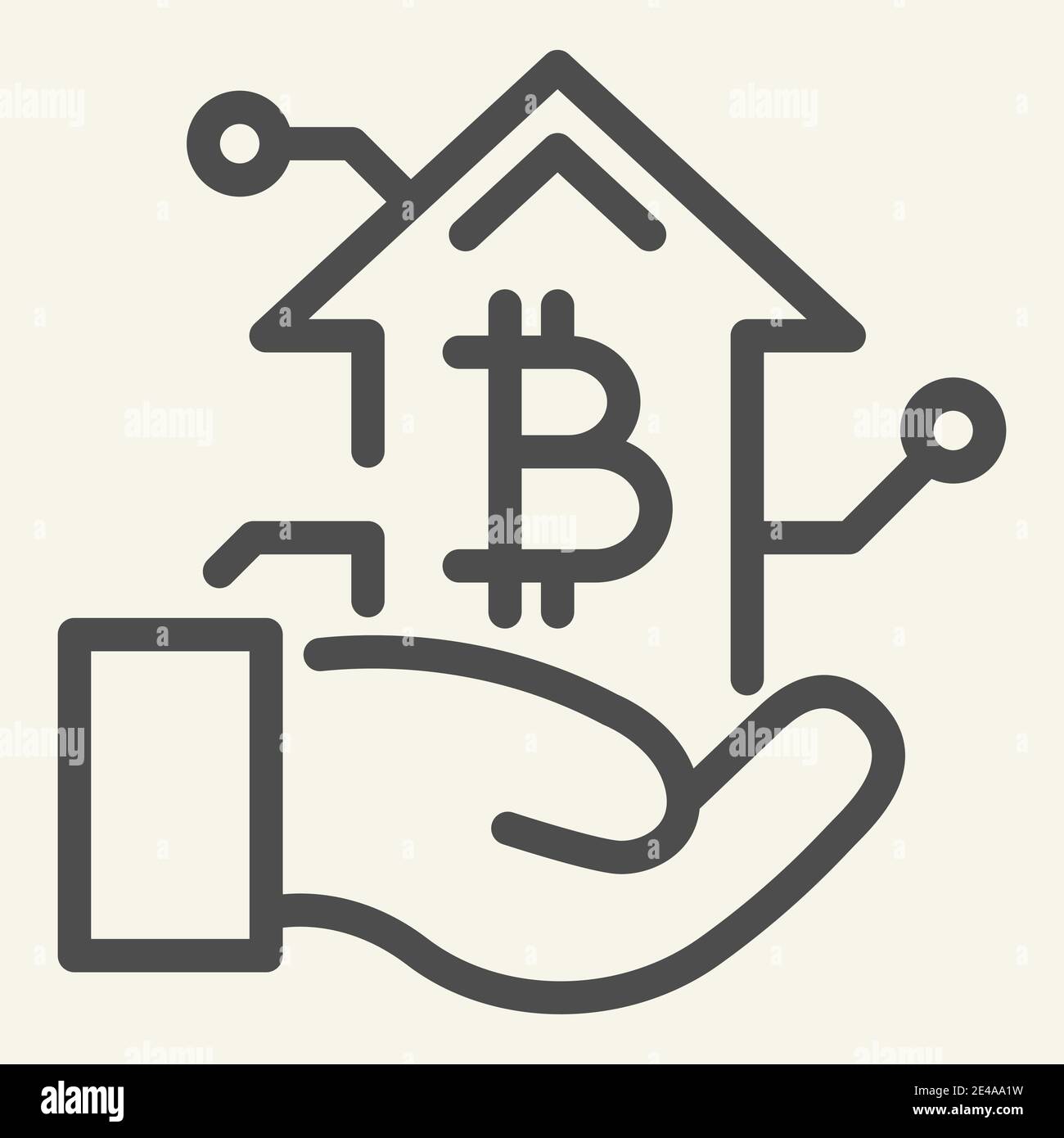 Bitcoin growth chart in hand line icon. Arm with cryptocurrency graph ...