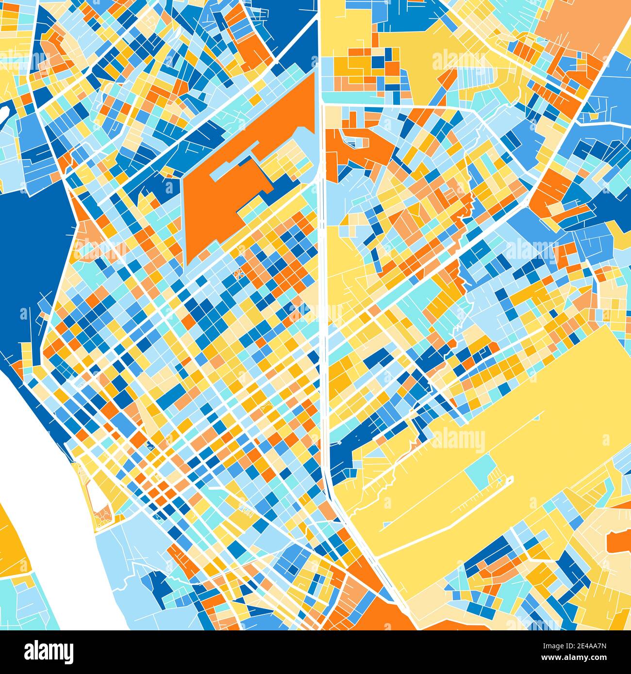 Color art map of Imperatriz, Brazil, Brazil in blues and oranges. The ...