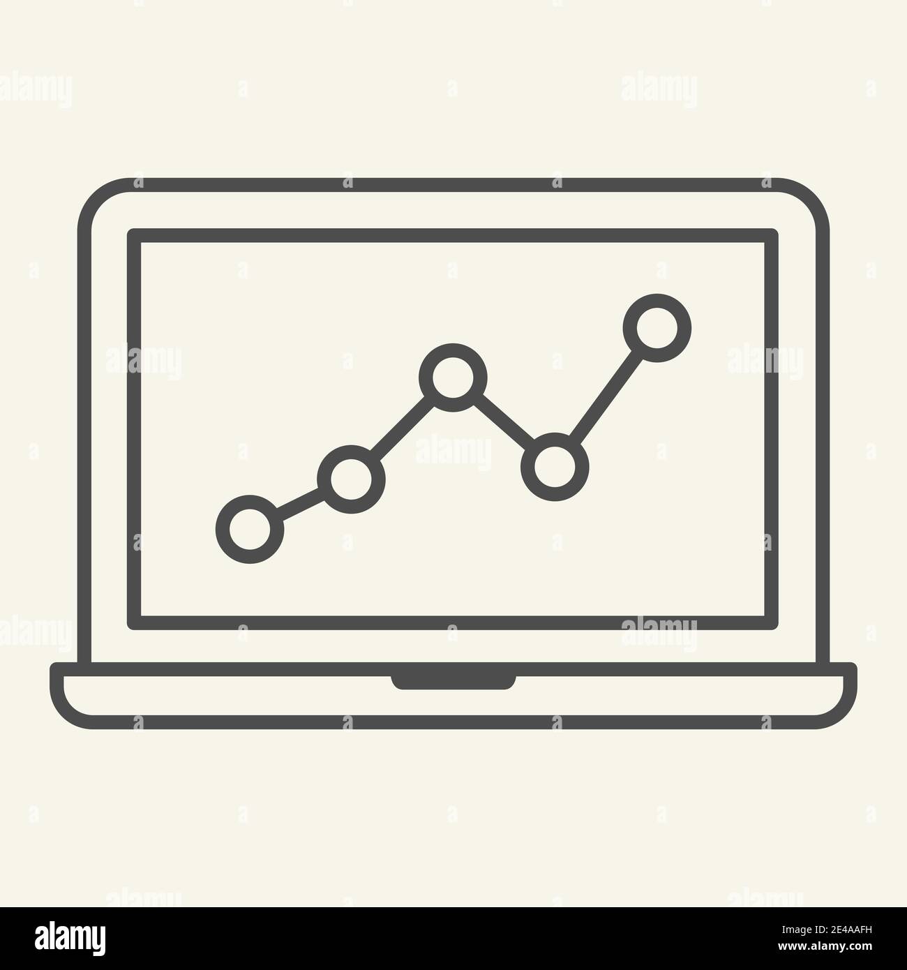 Chart on laptop thin line icon. Graph on notebook vector illustration ...