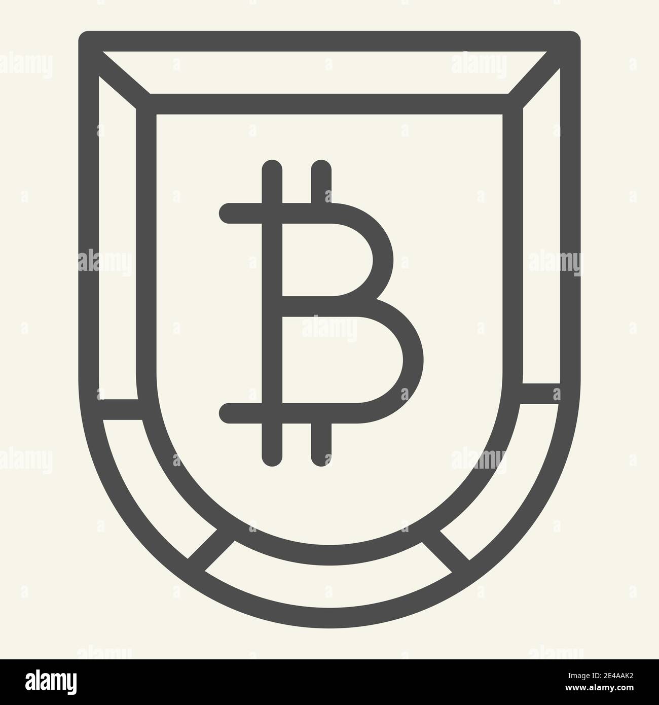 Protect bitcoin line icon. Bitcoin shield vector illustration isolated ...