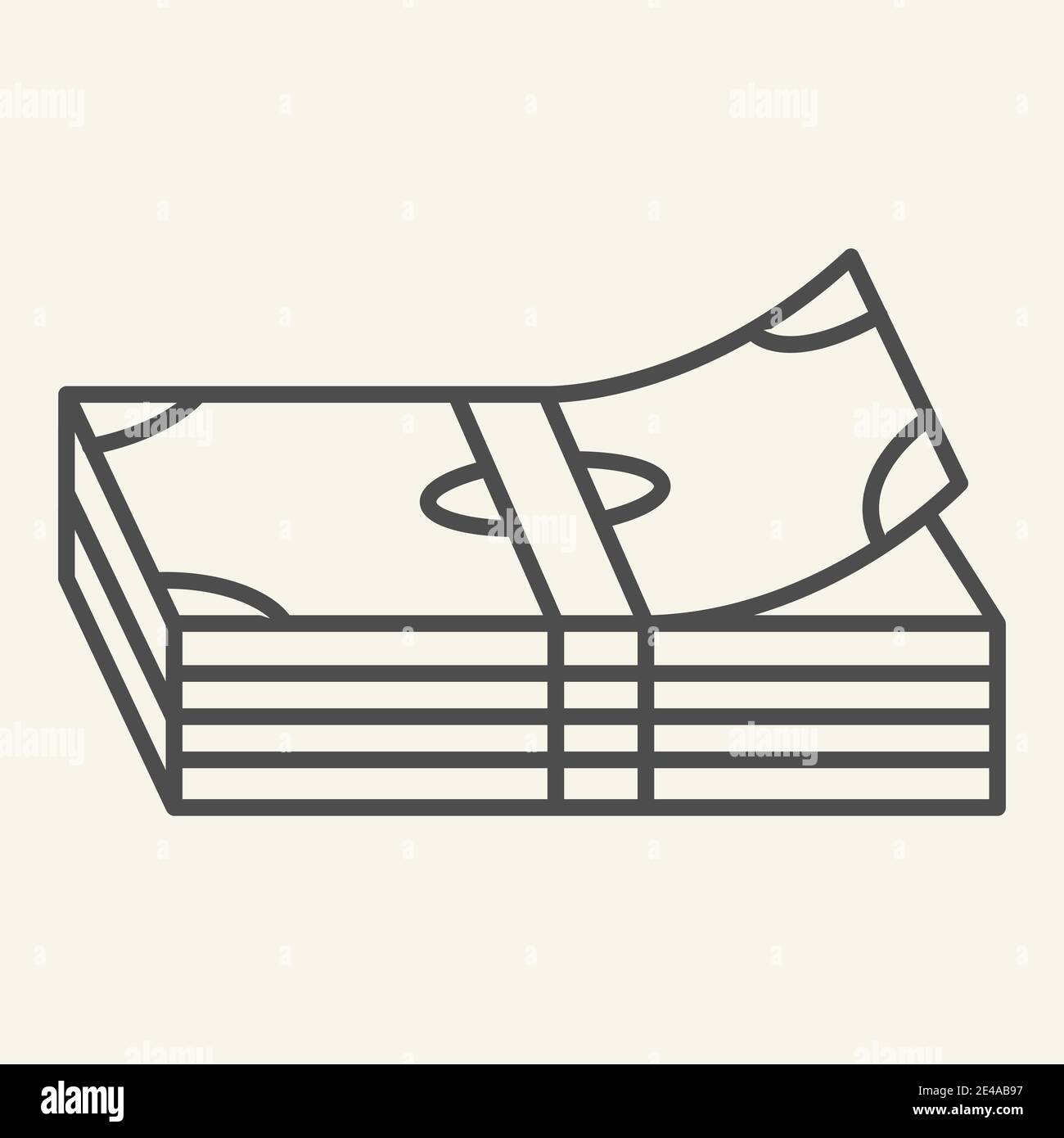 Money stack thin line icon. Banknotes vector illustration isolated on ...