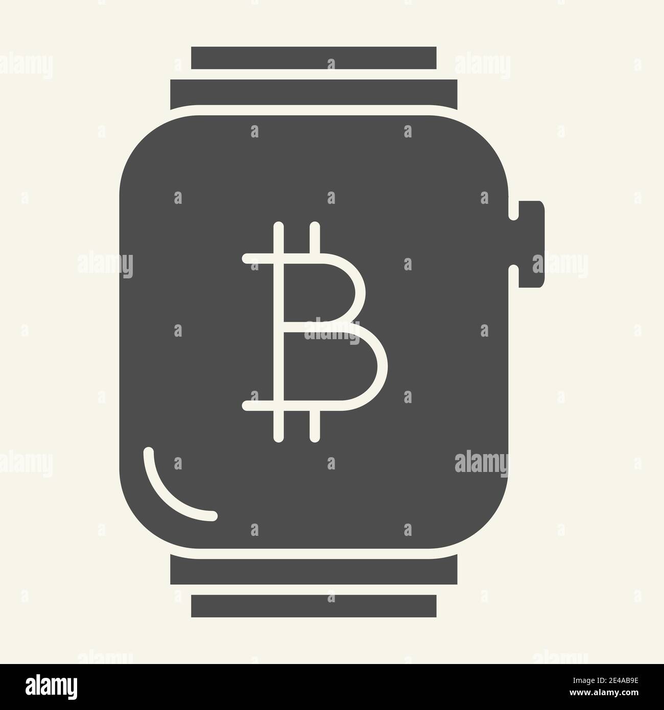 Smart watch with bitcoin solid icon. Bitcoin on wristwatch vector ...