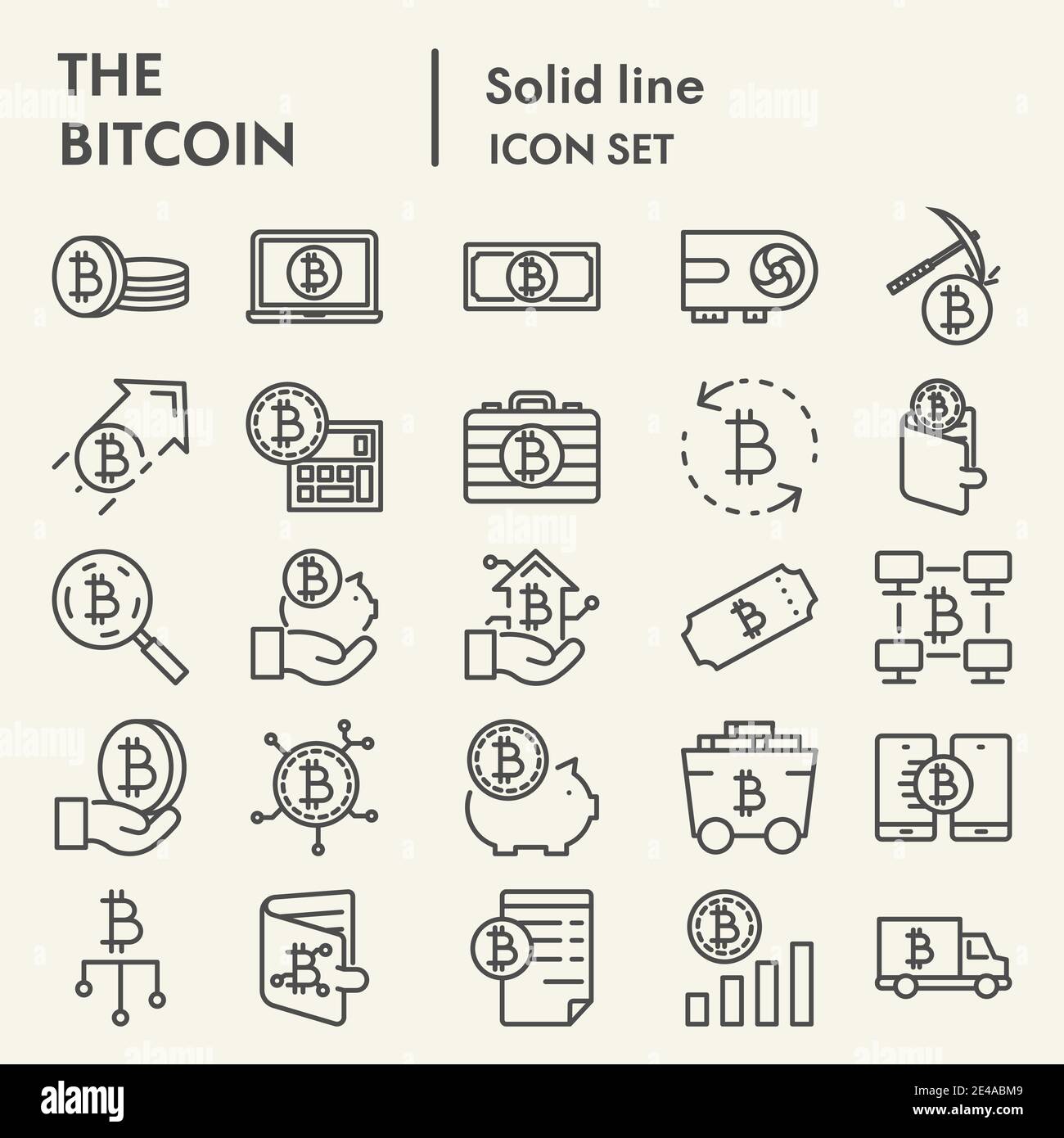 Bitcoin line icon set, cryptocurrency symbols collection, vector ...
