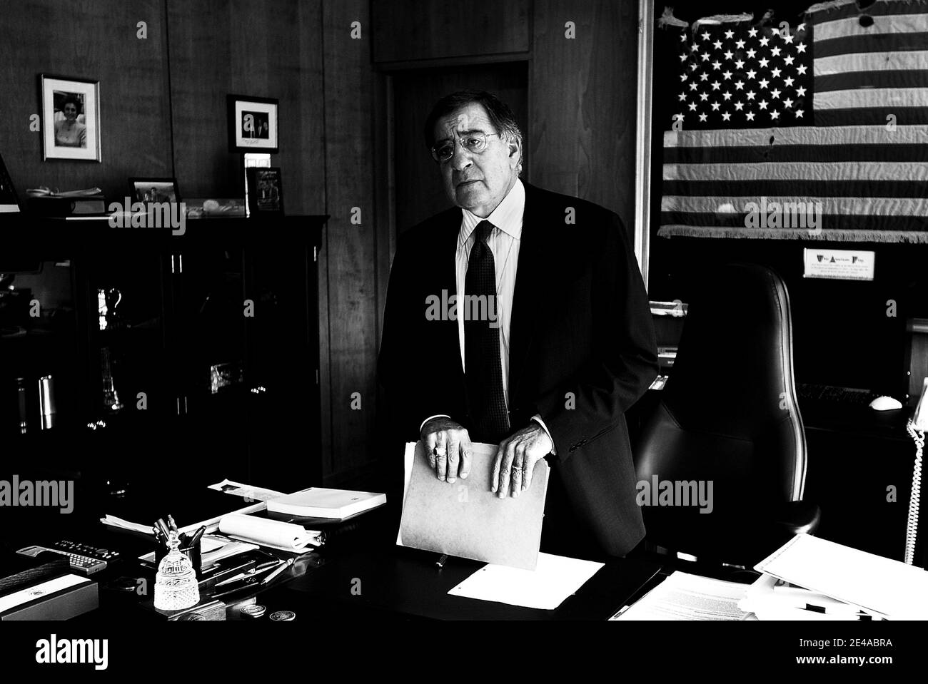CIA Director Leon Panetta poses in his office at the CIA headquarters ...