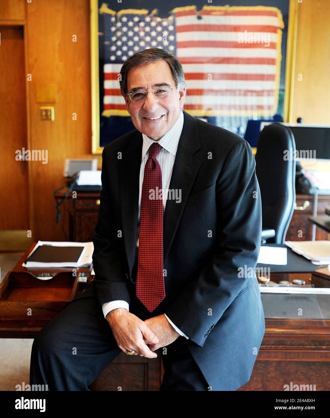 CIA Director Leon Panetta poses in his office at the CIA headquarters ...