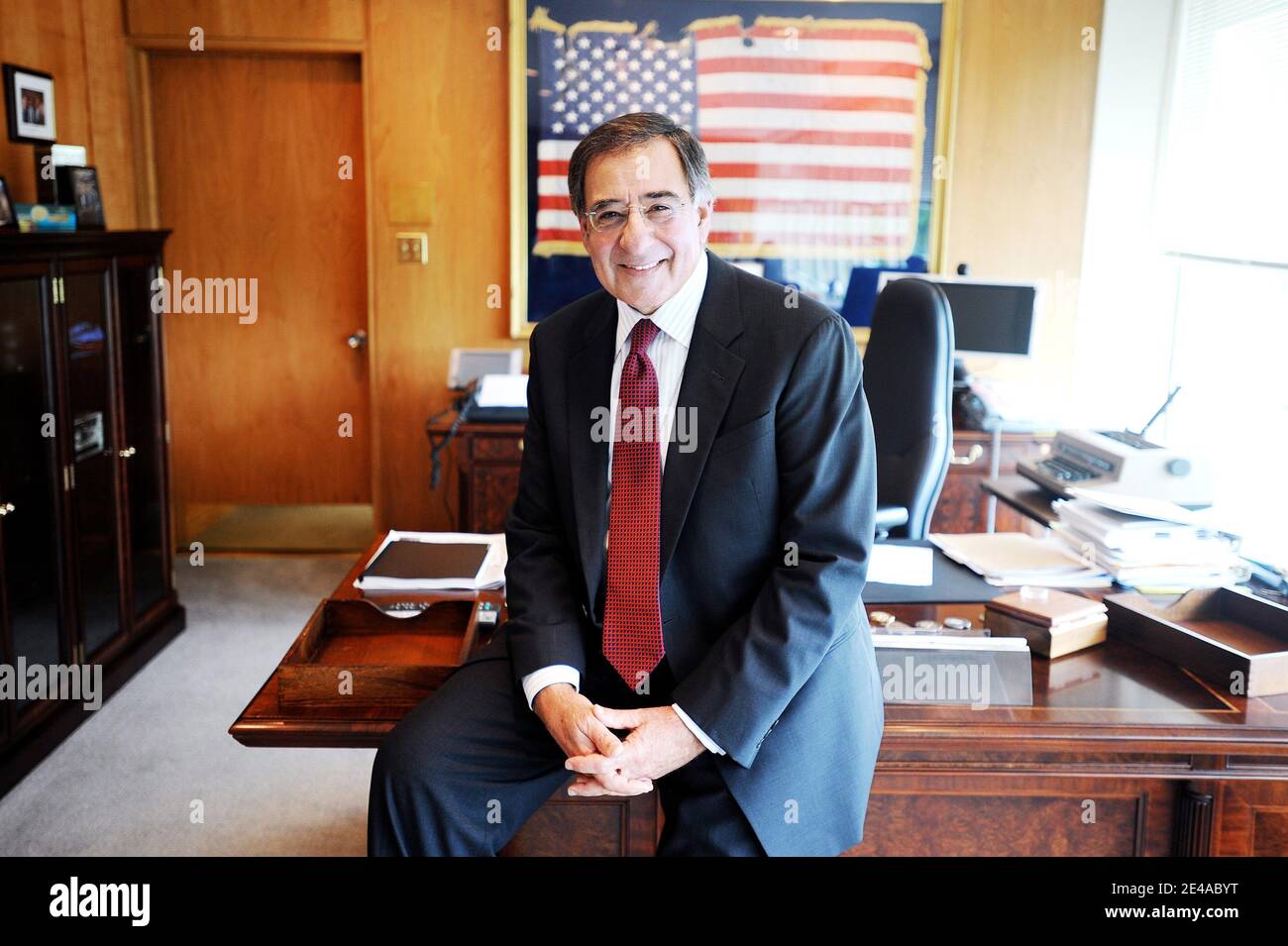 CIA Director Leon Panetta poses in his office at the CIA headquarters ...