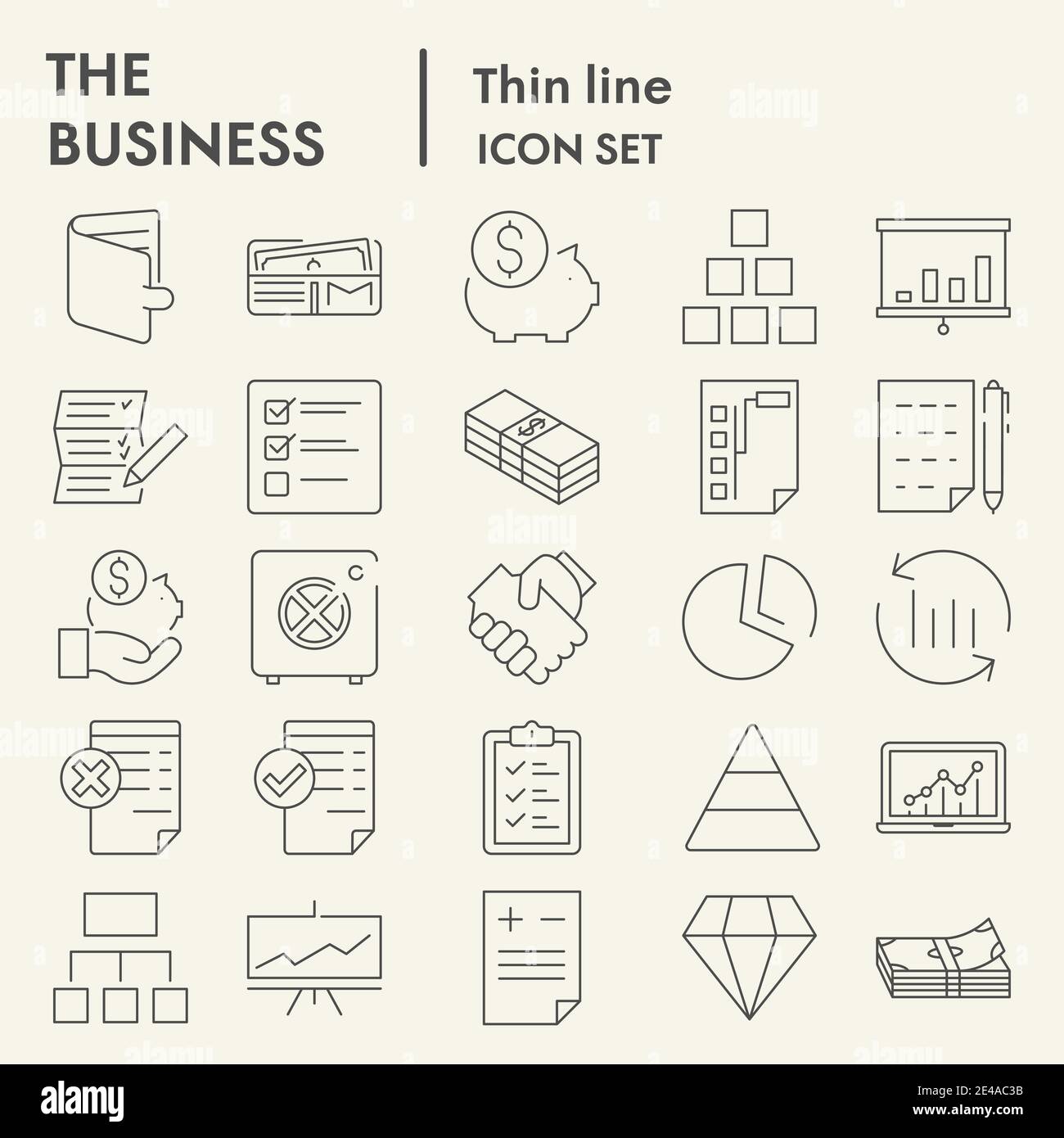 Business thin line icon set, management symbols collection, vector ...