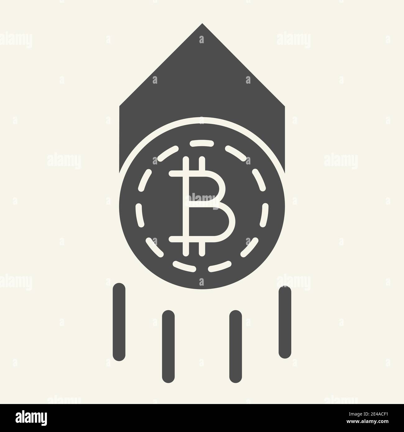 Growth bitcoin solid icon. Arrow up with bitcoin vector illustration ...