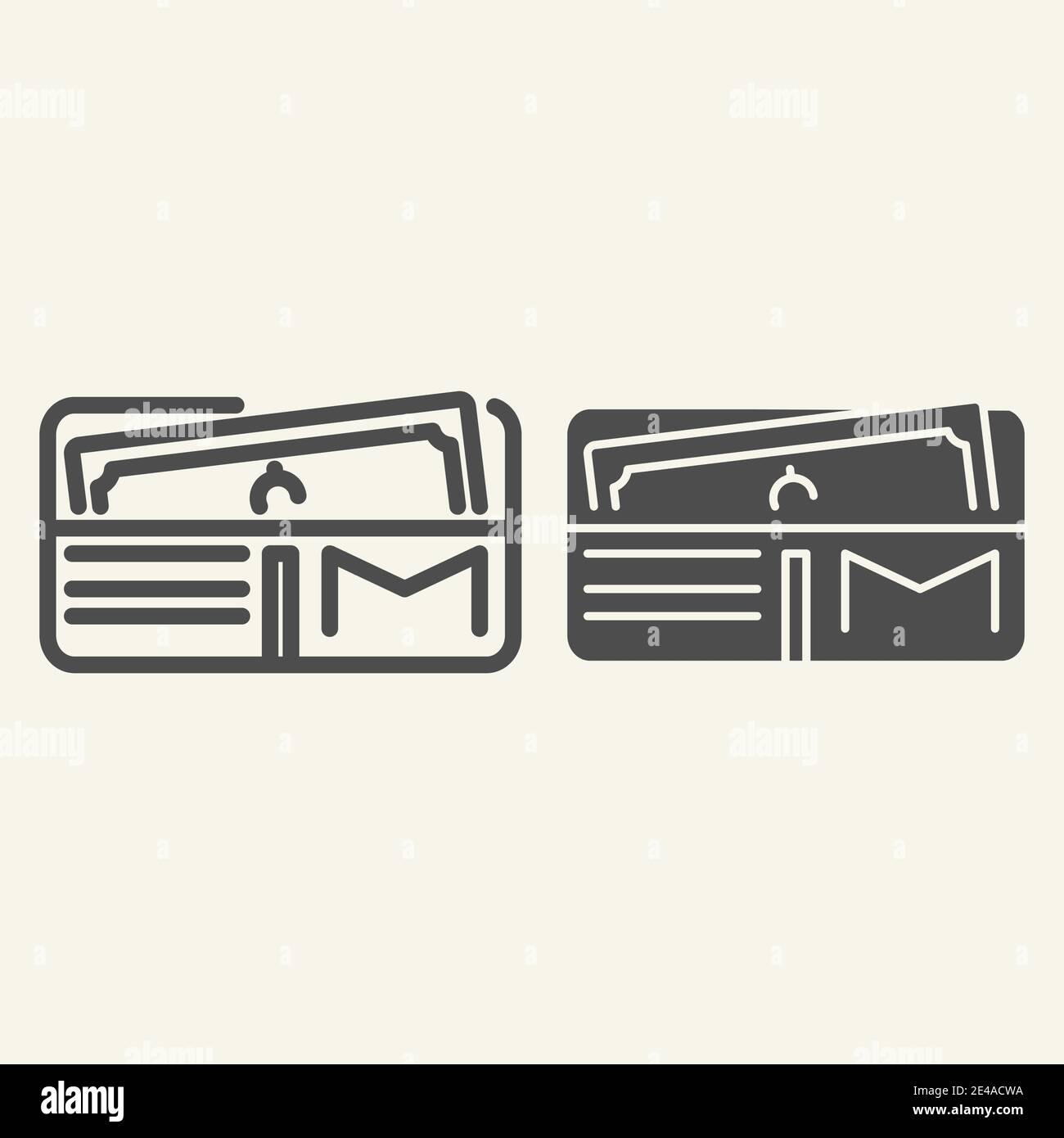 Opened wallet line and glyph icon. Purse vector illustration isolated ...