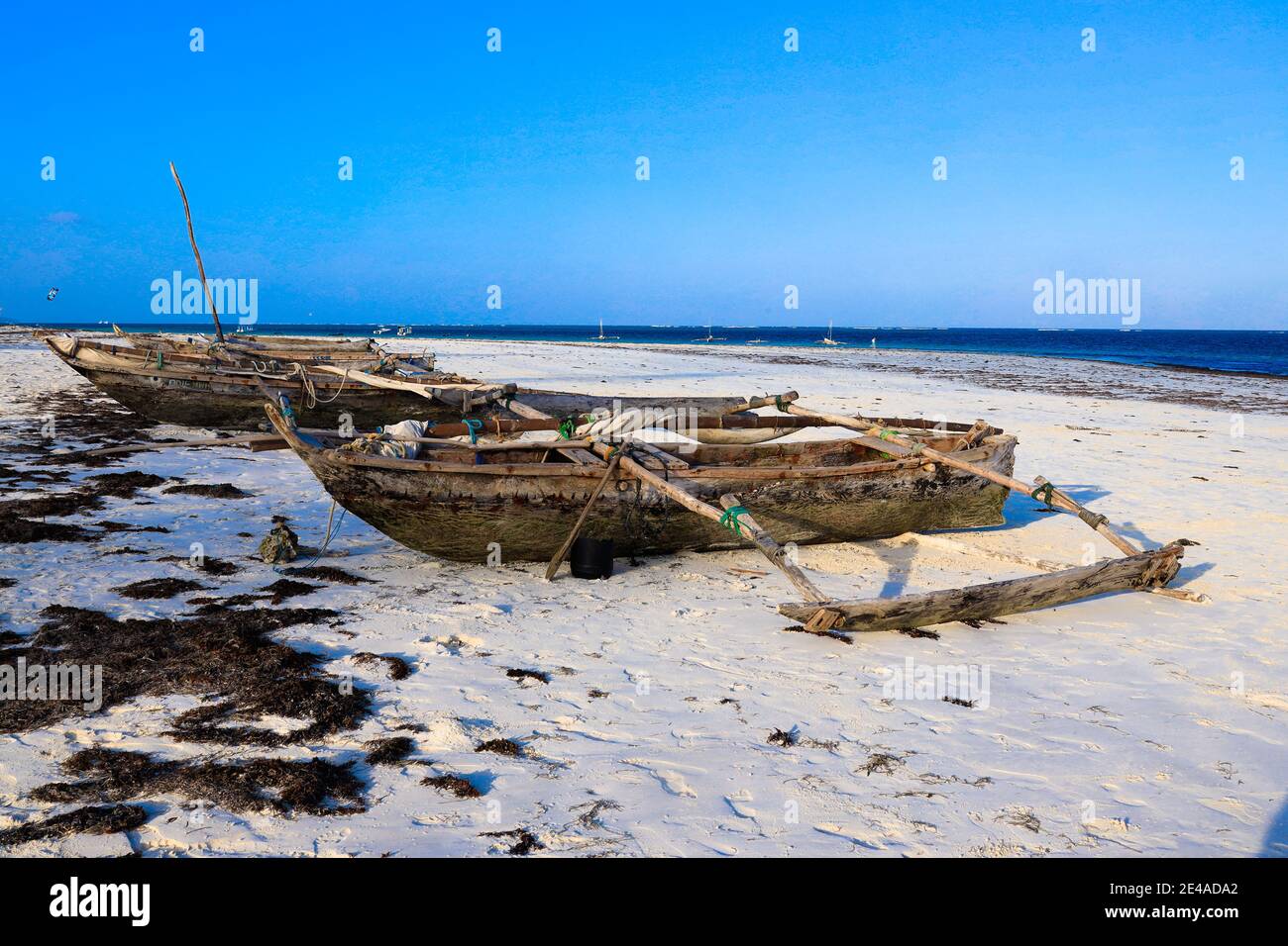A traditional Boat at Diani Beach - Galu Beach - Kenya, Africa Stock ...