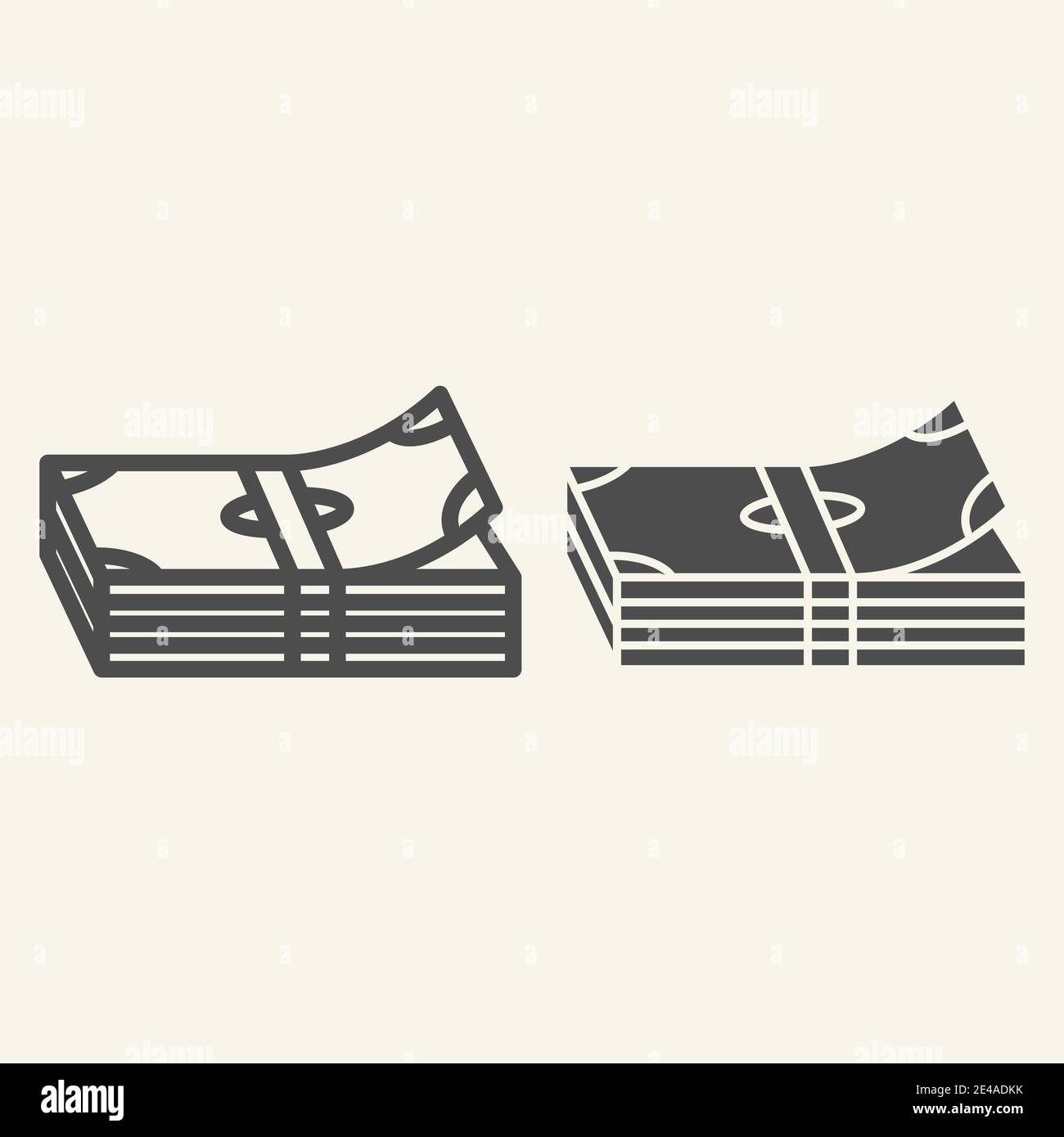 Money stack line and glyph icon. Banknotes vector illustration isolated ...