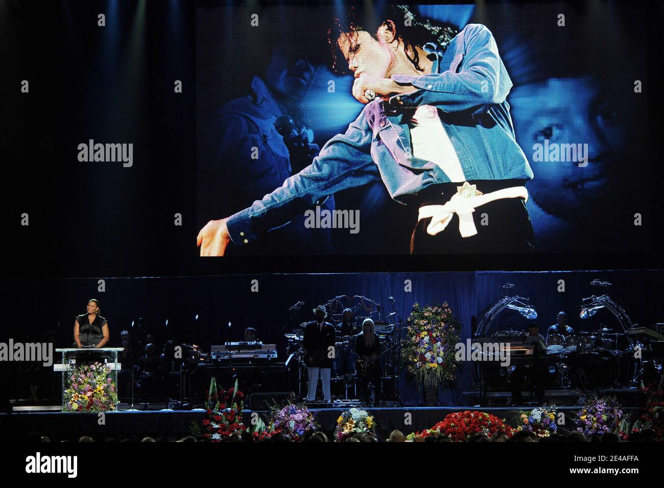 Queen Latifah speaks during the memorial service for Michael Jackson at ...