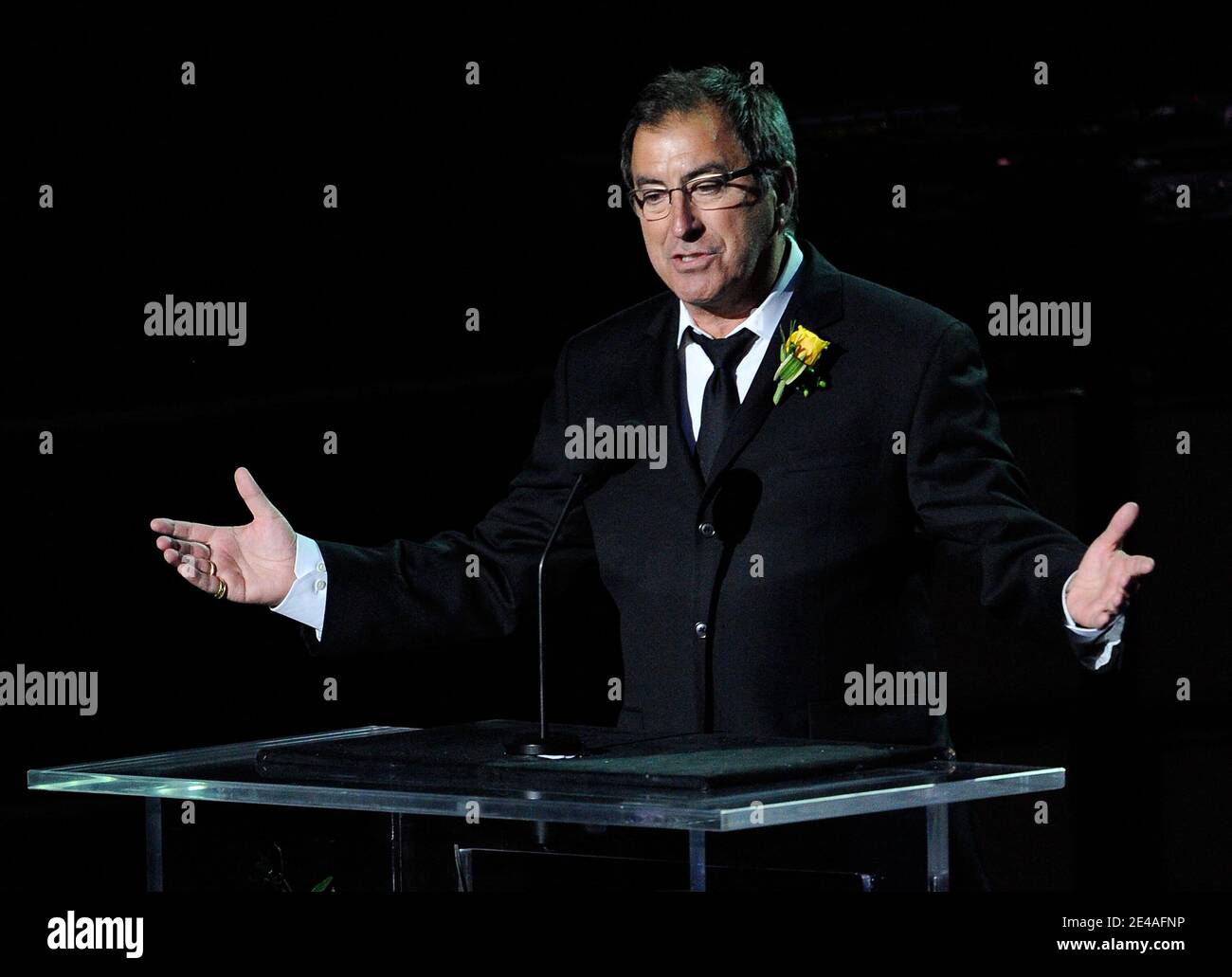 Director Kenny Ortega speaks during the memorial service for Michael ...