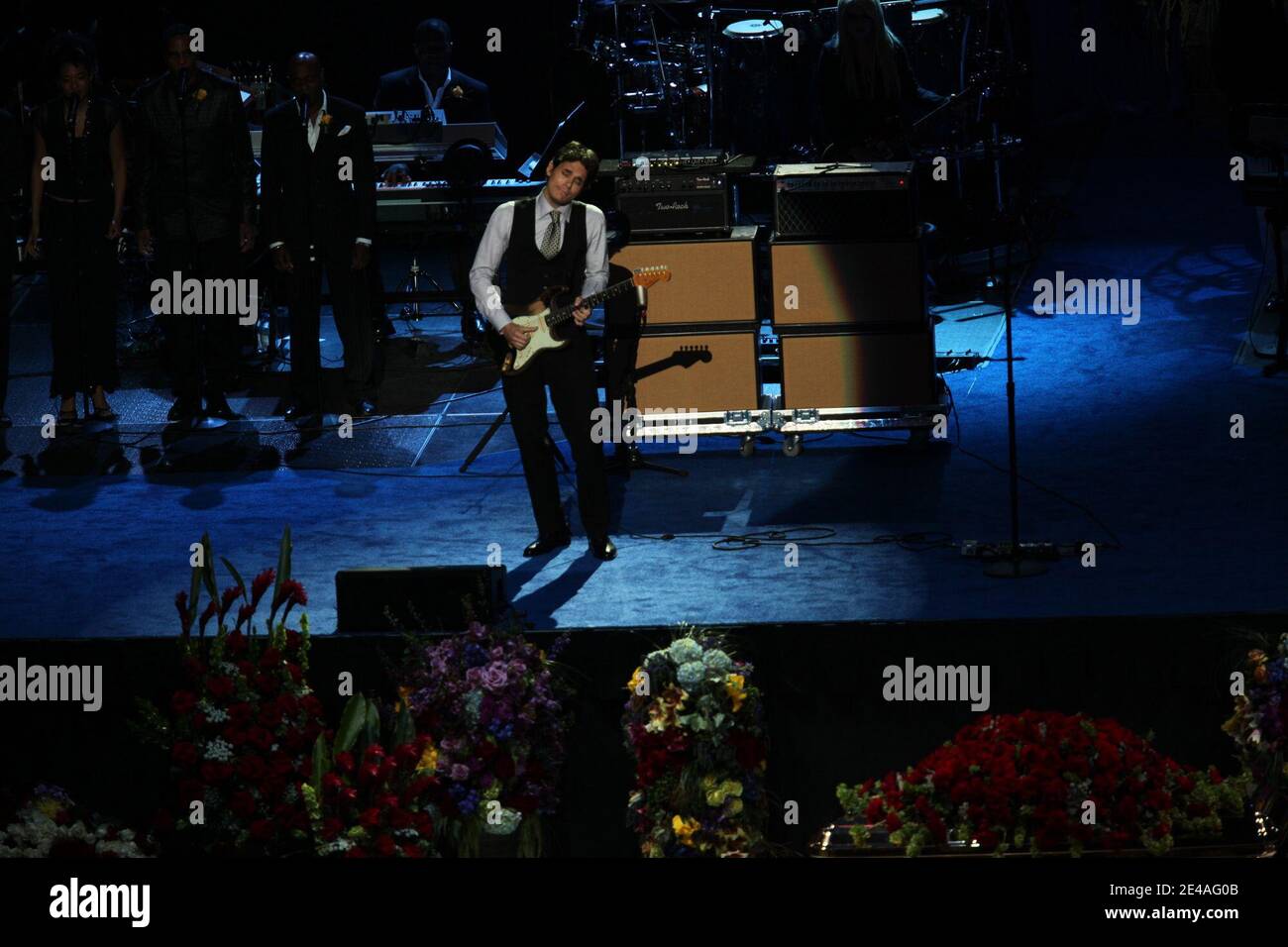 John Mayer performs during the memorial service for Michael Jackson at ...