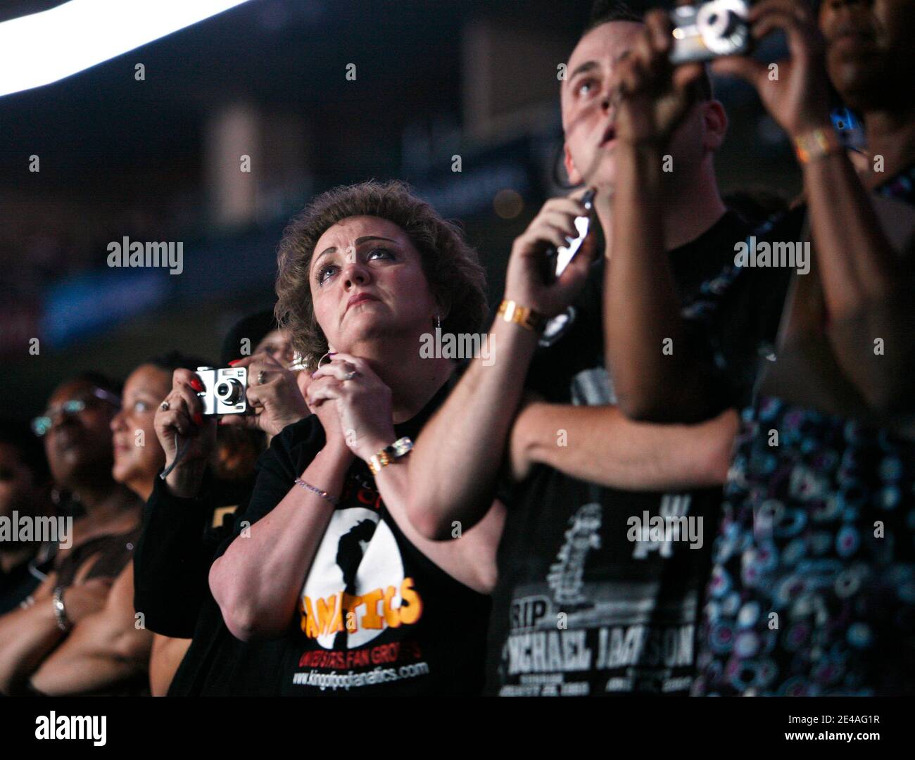 Fans are seen during the memorial service for Michael Jackson at the ...