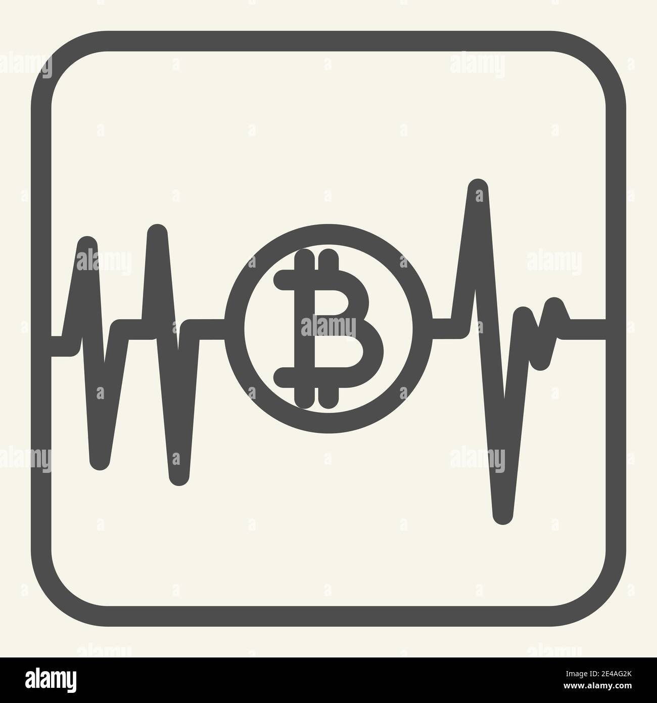 Pulse bitcoin line icon. Cryptocurrency chart vector illustration isolated on white. Bitcoin ...