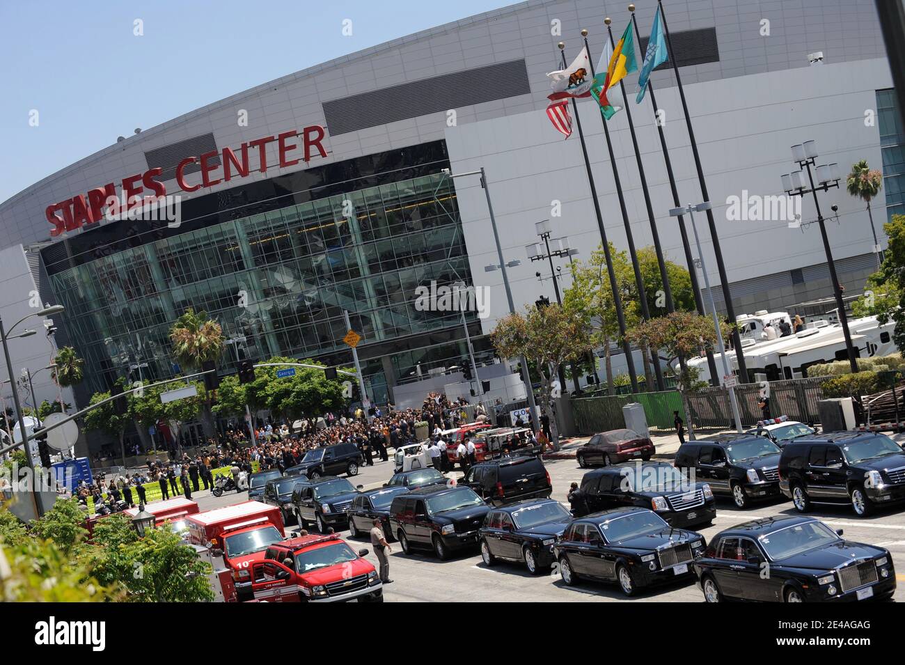 Family and guest leave the Staples Center after the Michael Jackson ...