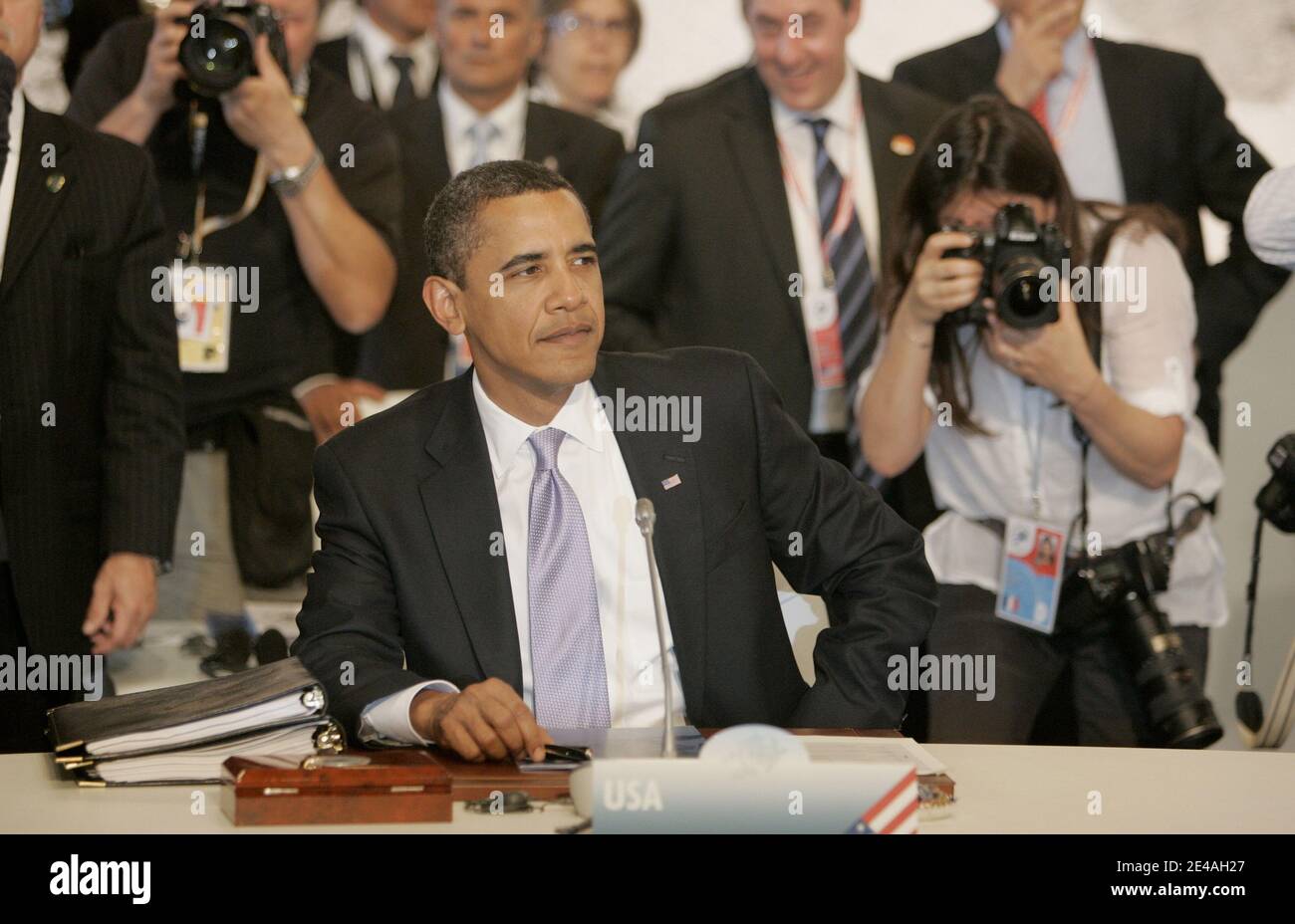 US President Barack Obama attends a round-table discussion with the ...