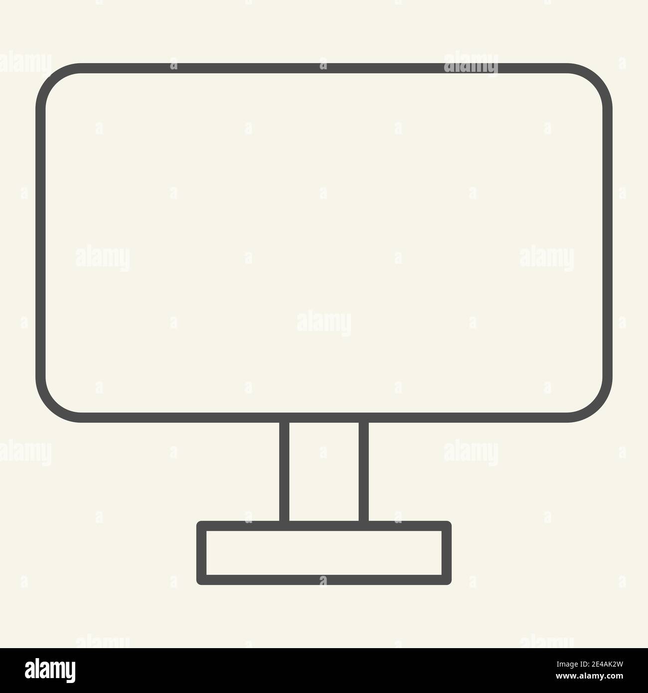 Computer monitor thin line icon. Pc screen vector illustration isolated on white. Display ...