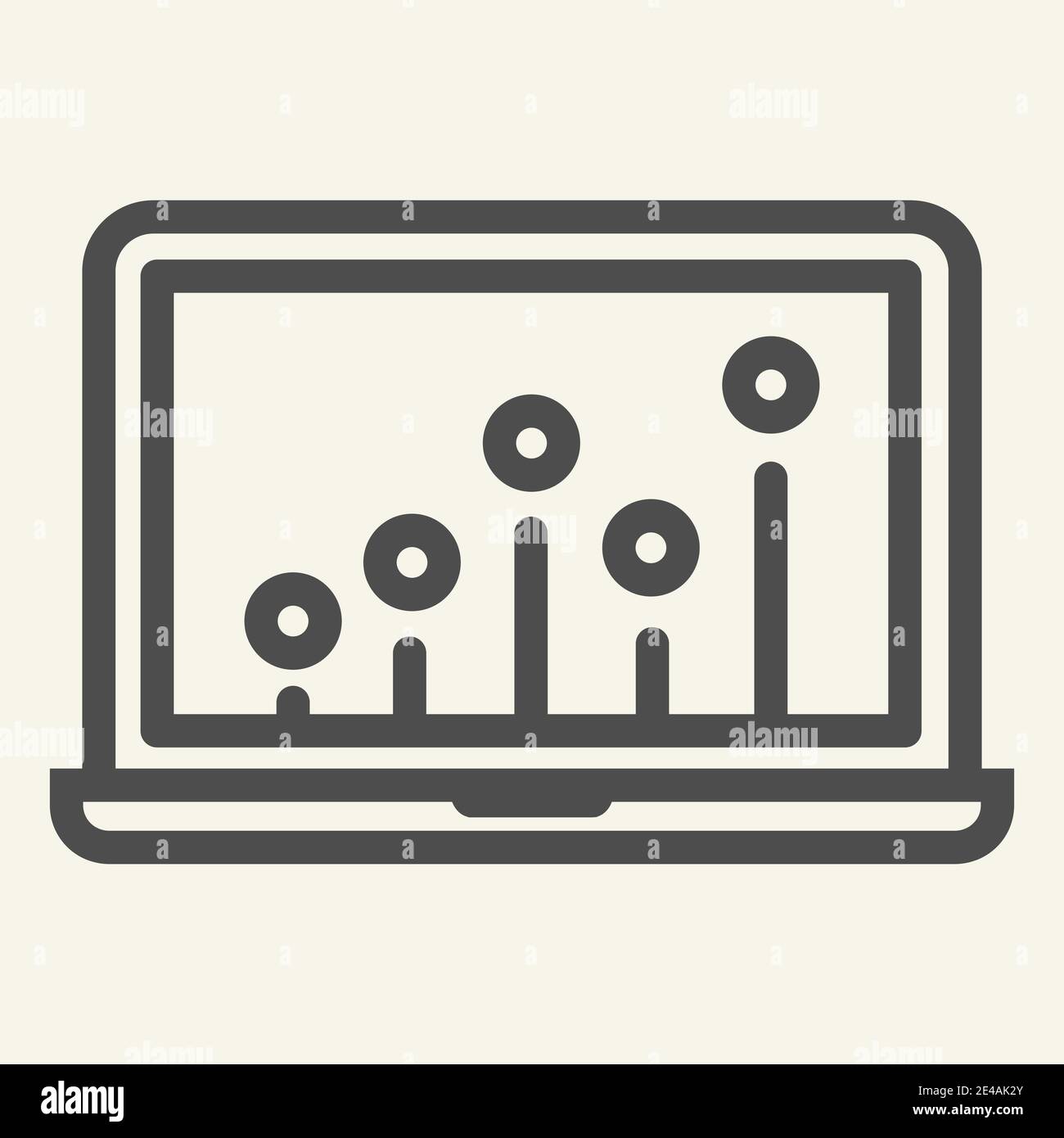 Seo graph line icon. Chart on laptop vector illustration isolated on ...