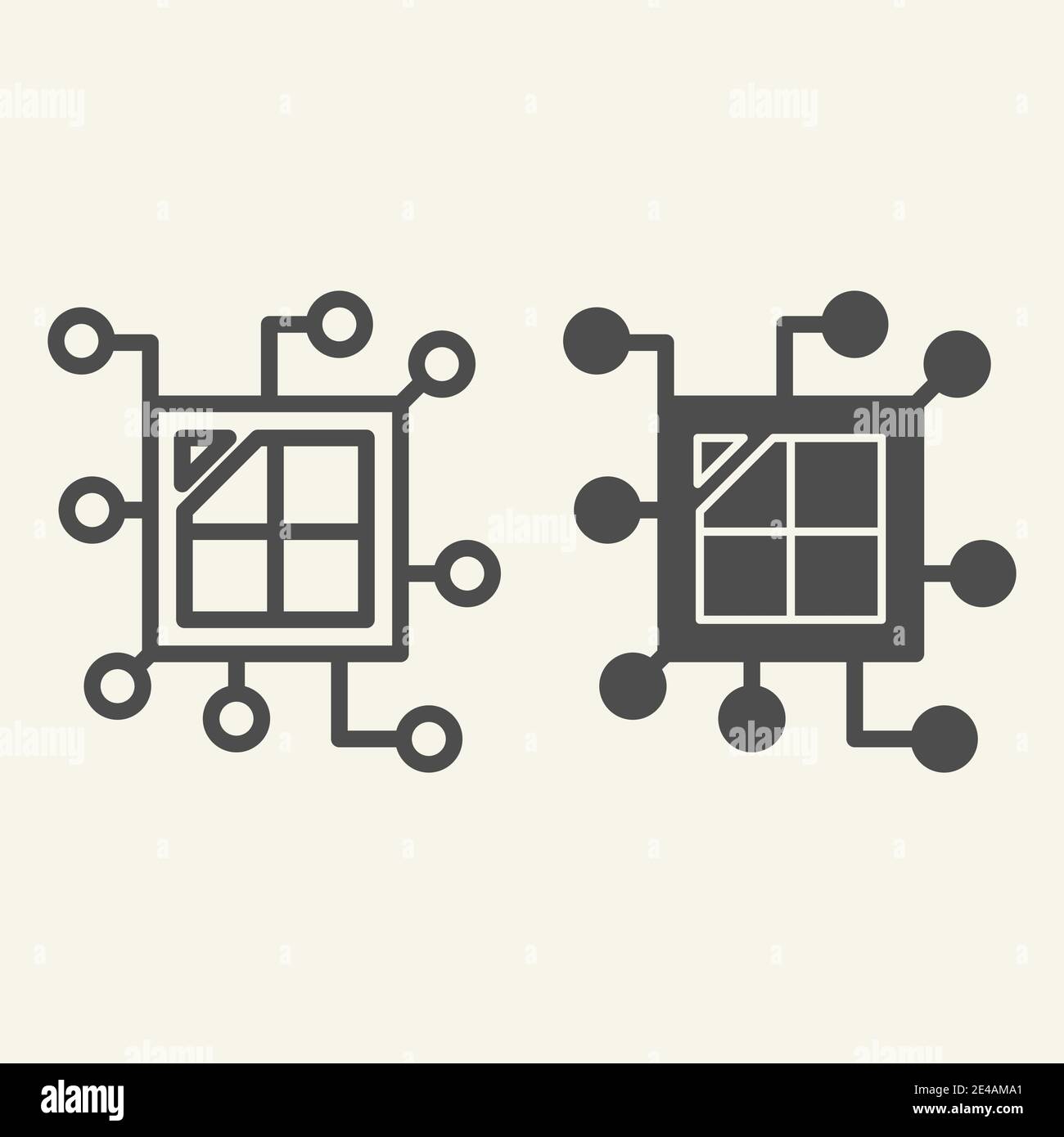 Cpu chip line and glyph icon. Processor vector illustration isolated on ...