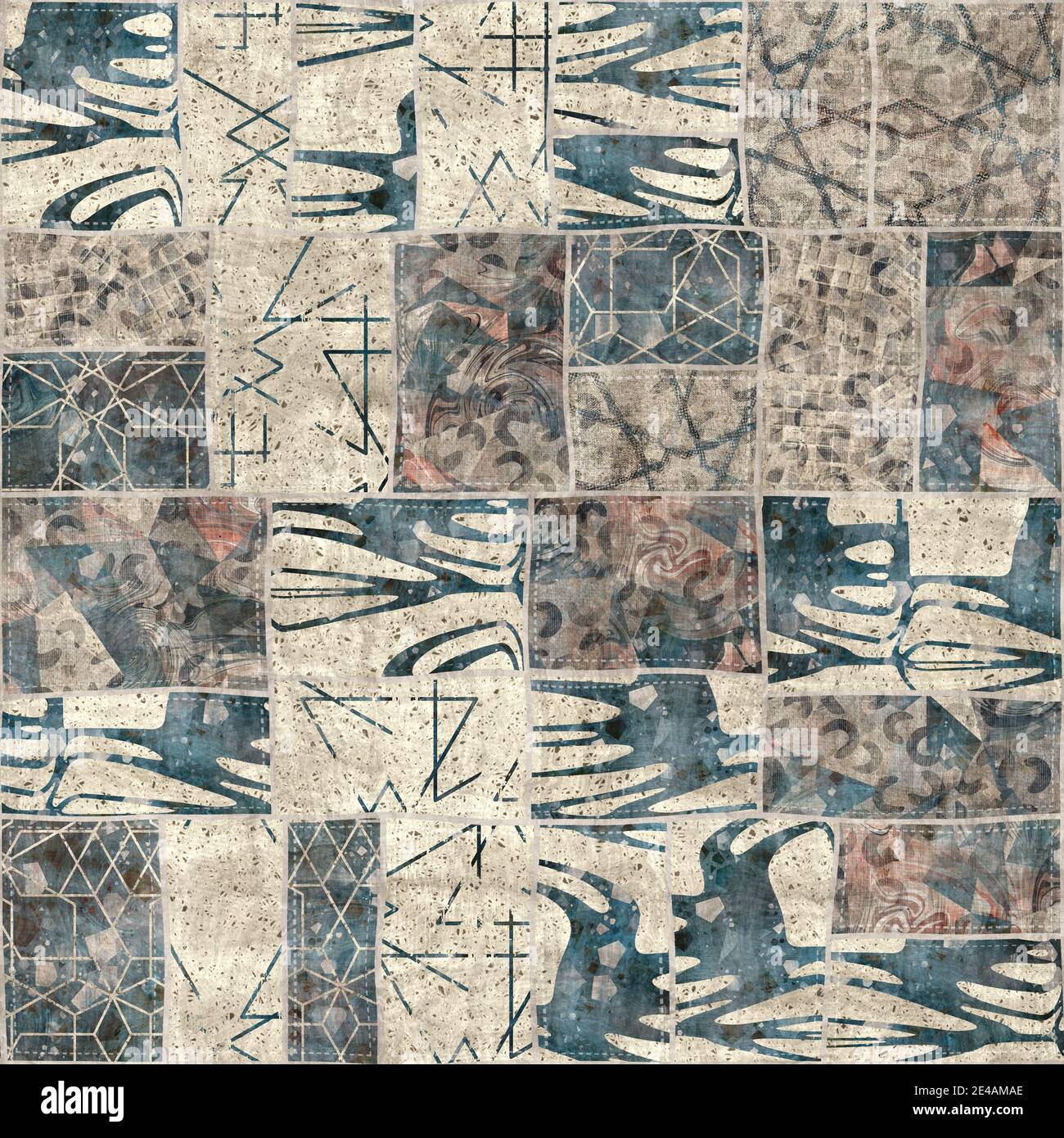 Seamless patchwork collage mix quilt pattern print Stock Photo - Alamy