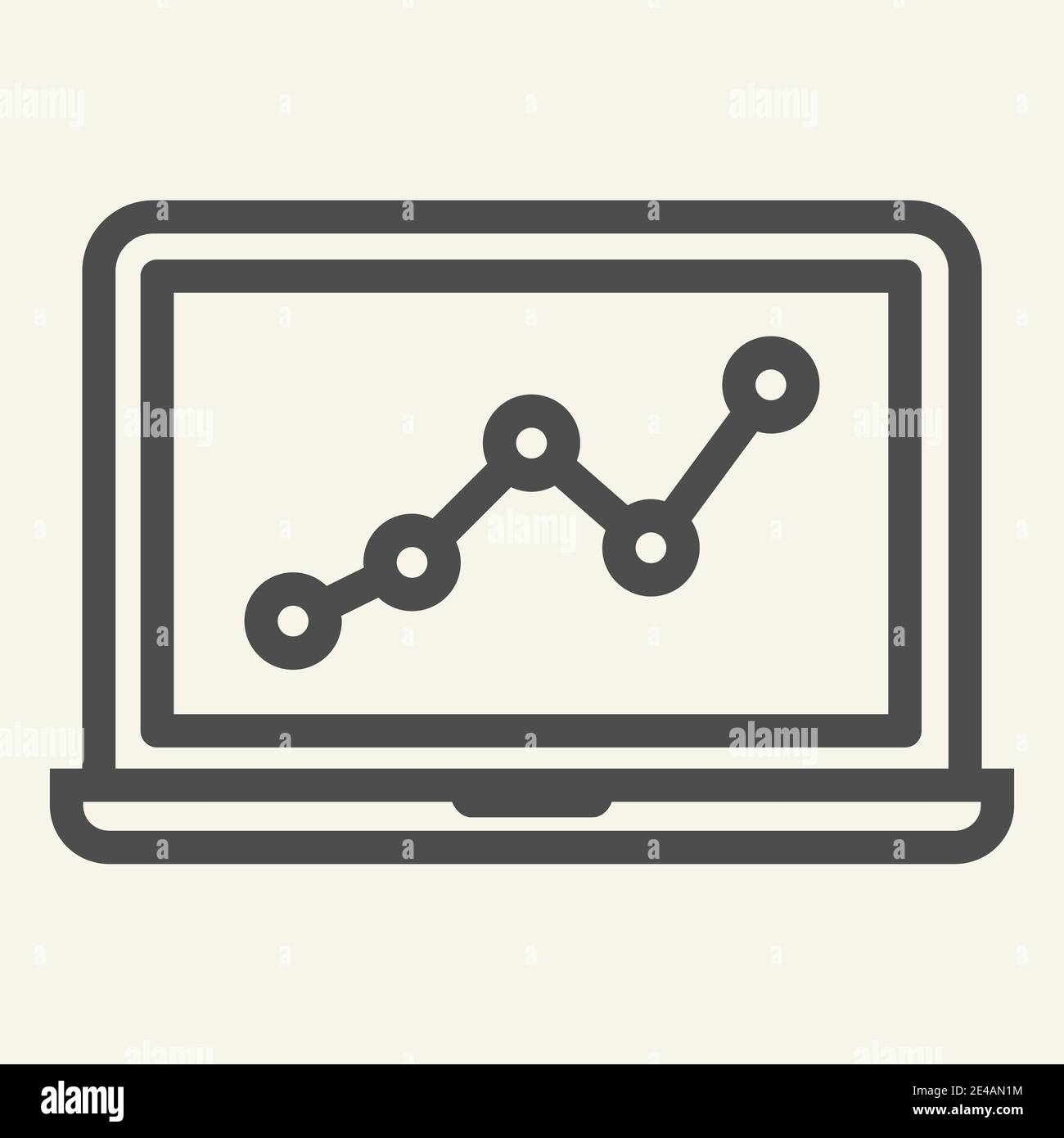 Chart on laptop line icon. Graph on notebook vector illustration isolated on white. Diagram on ...