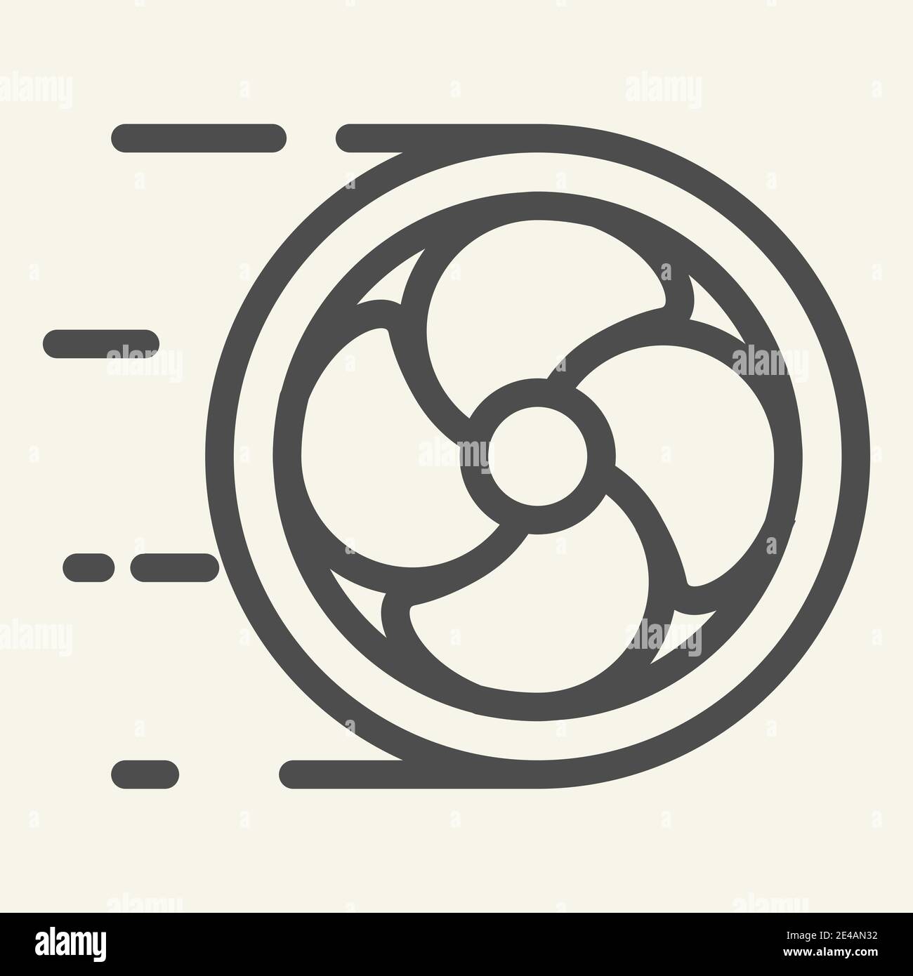 Fan cooler line icon. Computer fan vector illustration isolated on ...