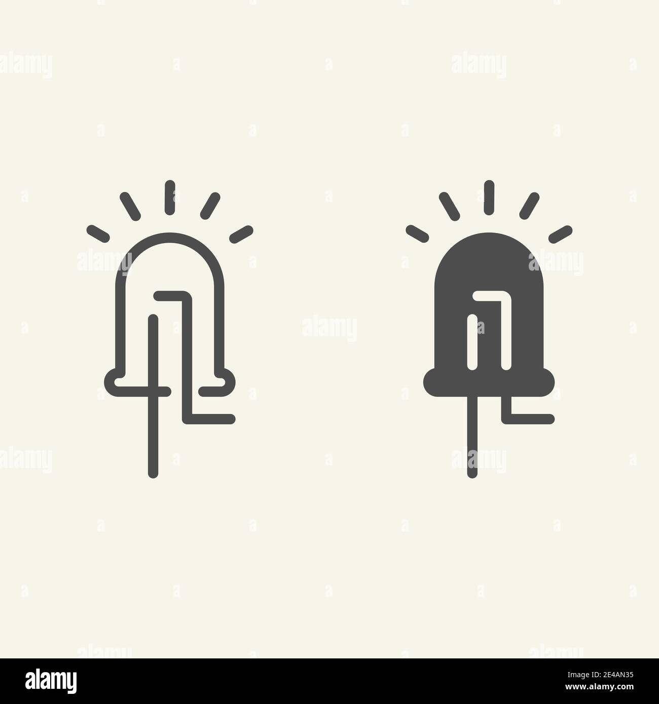 Light emitting diode line and glyph icon. Led vector illustration ...