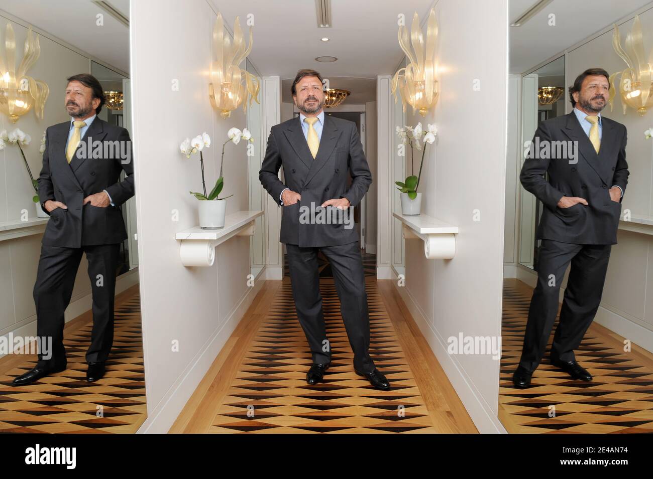 Sir Rocco Forte posing at the Richemond Hotel in Geneva, Switzerland on ...