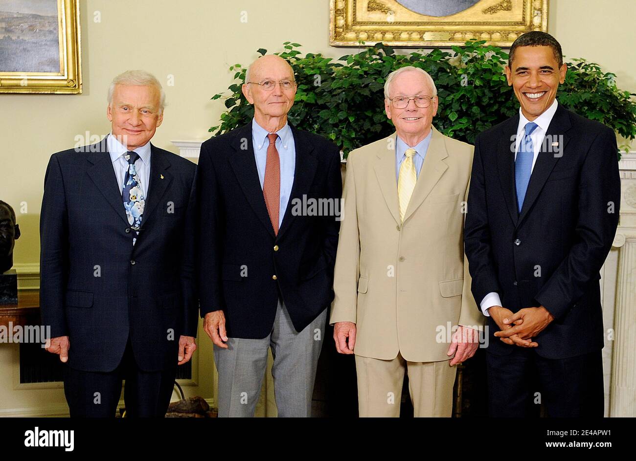 From left to right: Apollo 11 Astronauts Buzz Aldrin, Michael Collins ...