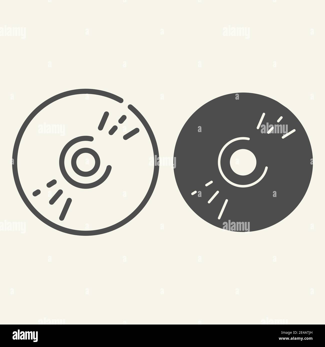 CD disc line and glyph icon. Data vector illustration isolated on white ...