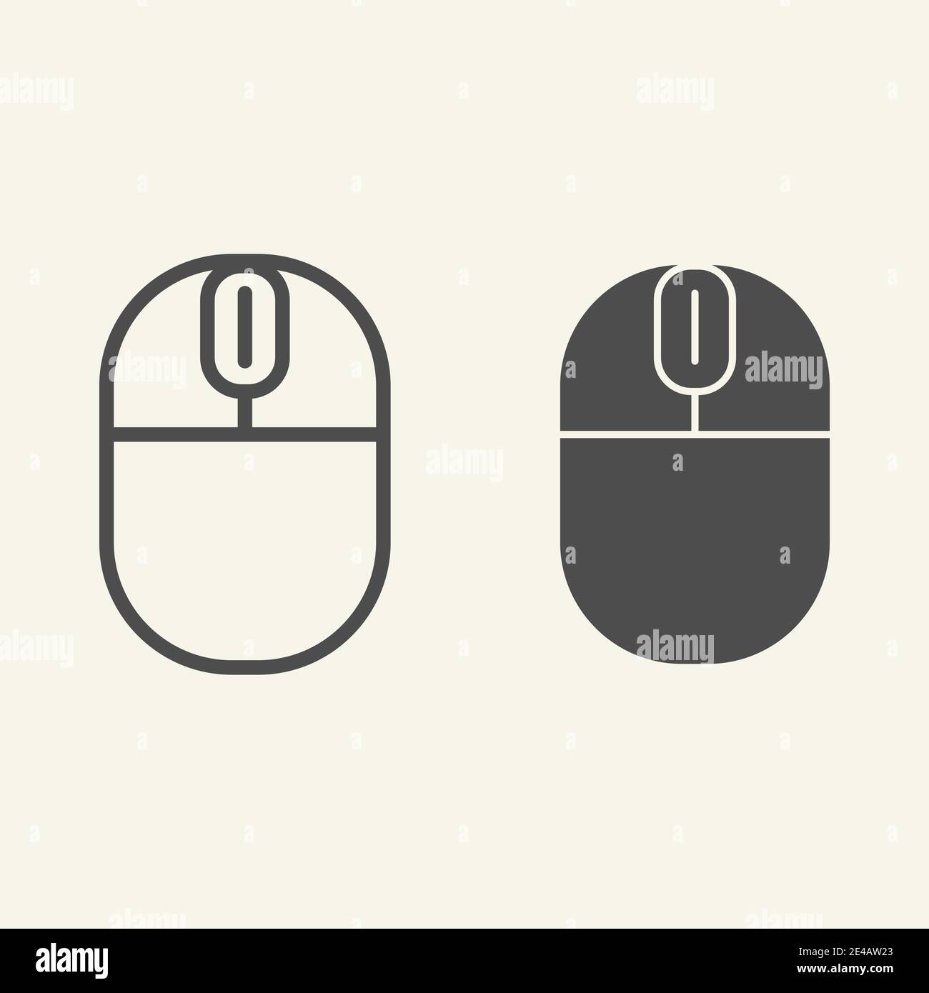 Pc mouse line and glyph icon. Computer device vector illustration ...