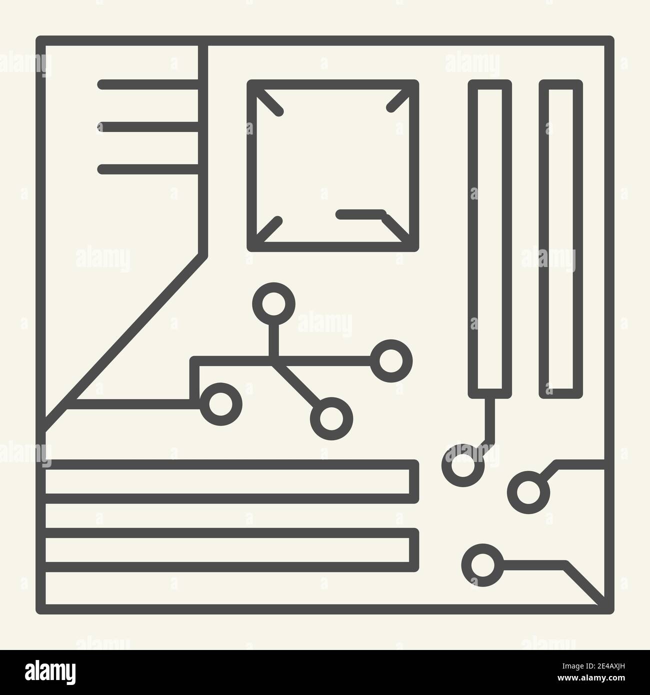 Cpu Thin Line Icon Microprocessor Vector Illustration Isolated On
