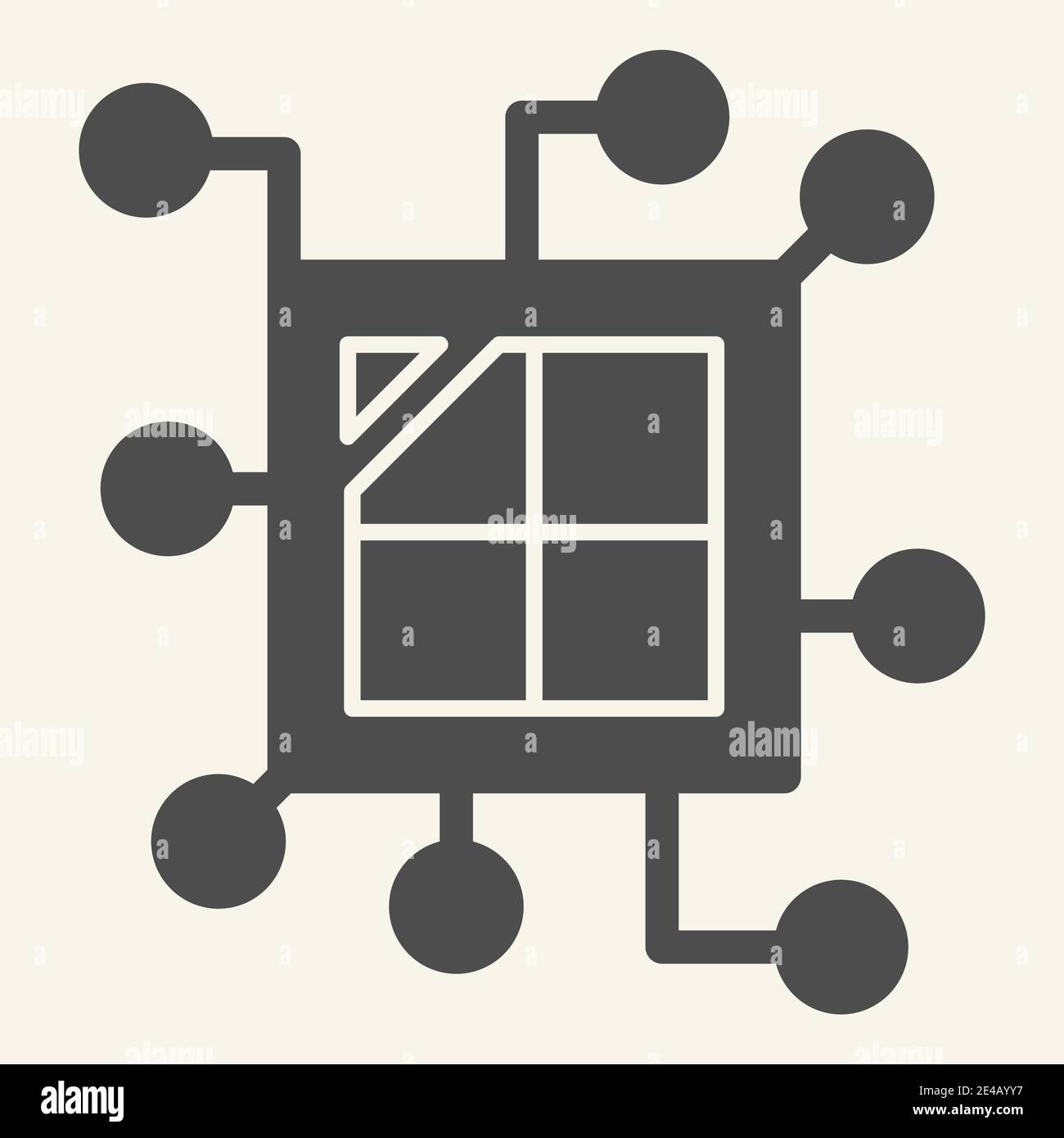 Cpu chip solid icon. Processor vector illustration isolated on white. Microchip glyph style ...