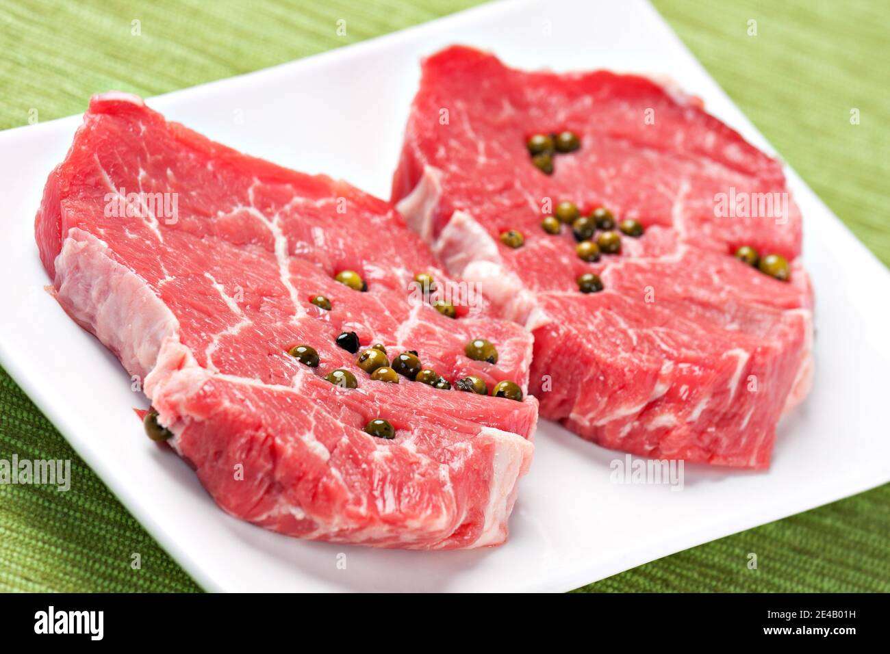 Fresh fillet of beef with green pepper Stock Photo - Alamy
