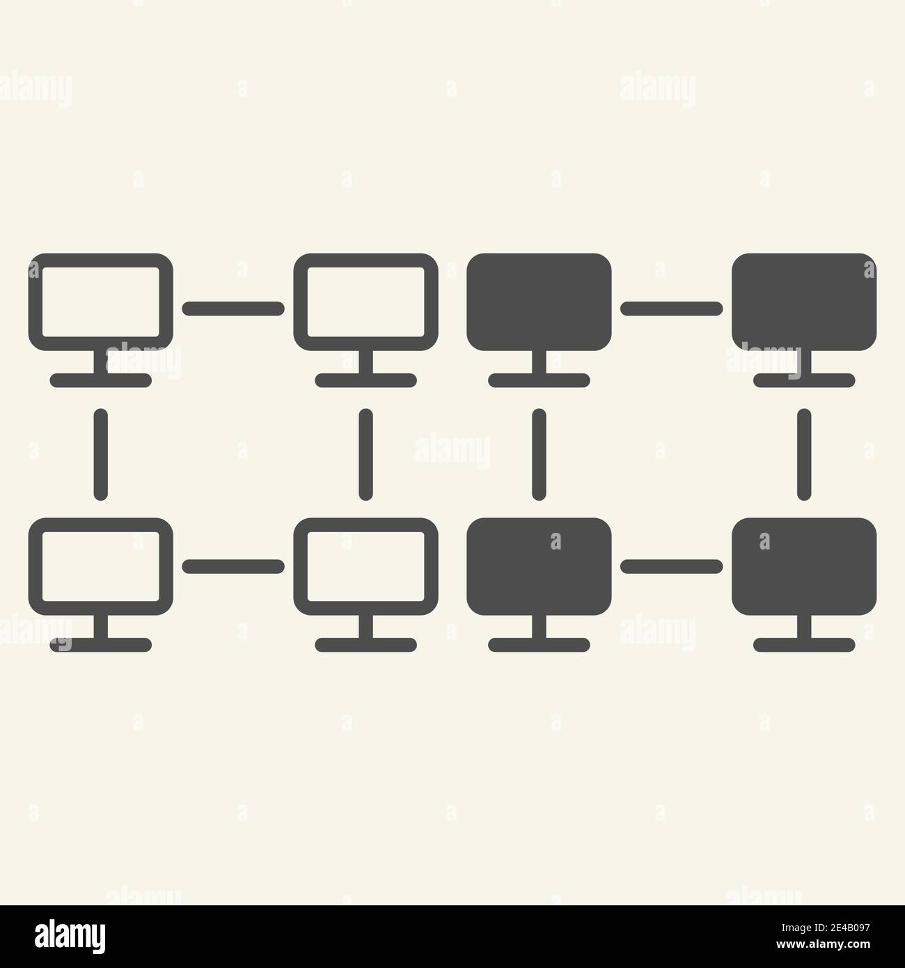 Computer network line and glyph icon. Home network vector illustration ...